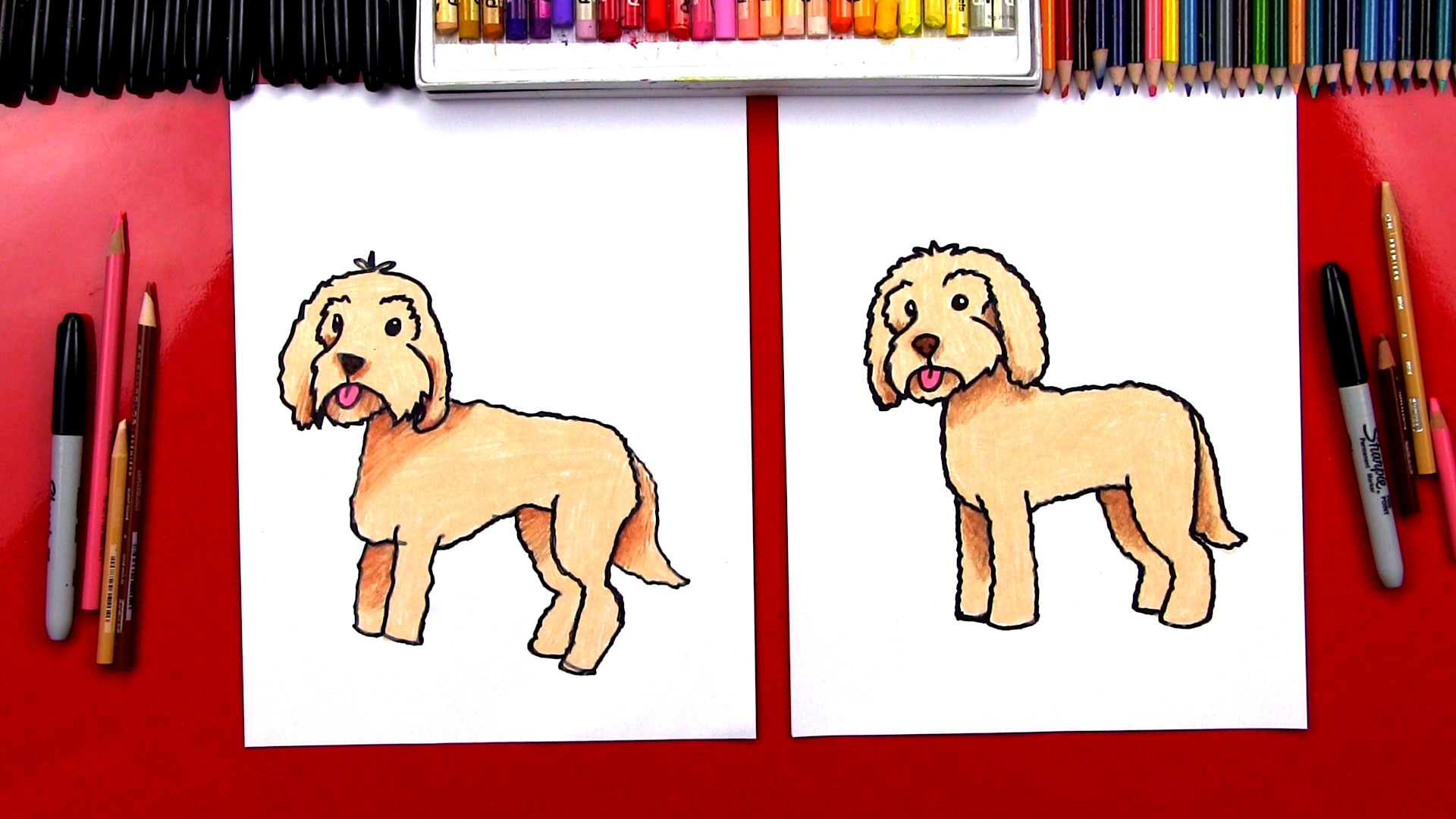 How To Draw A Goldendoodle Art For Kids Hub