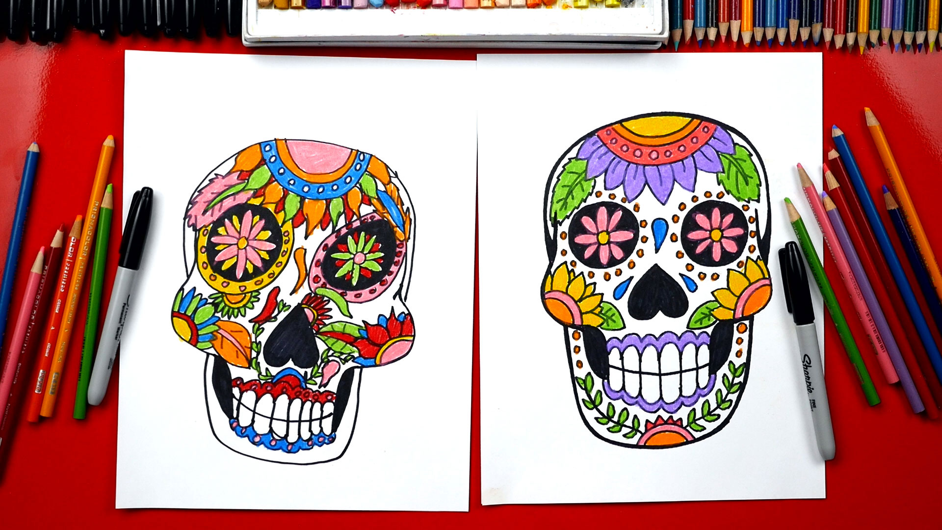 How To Draw A Sugar Skull Art For Kids Hub