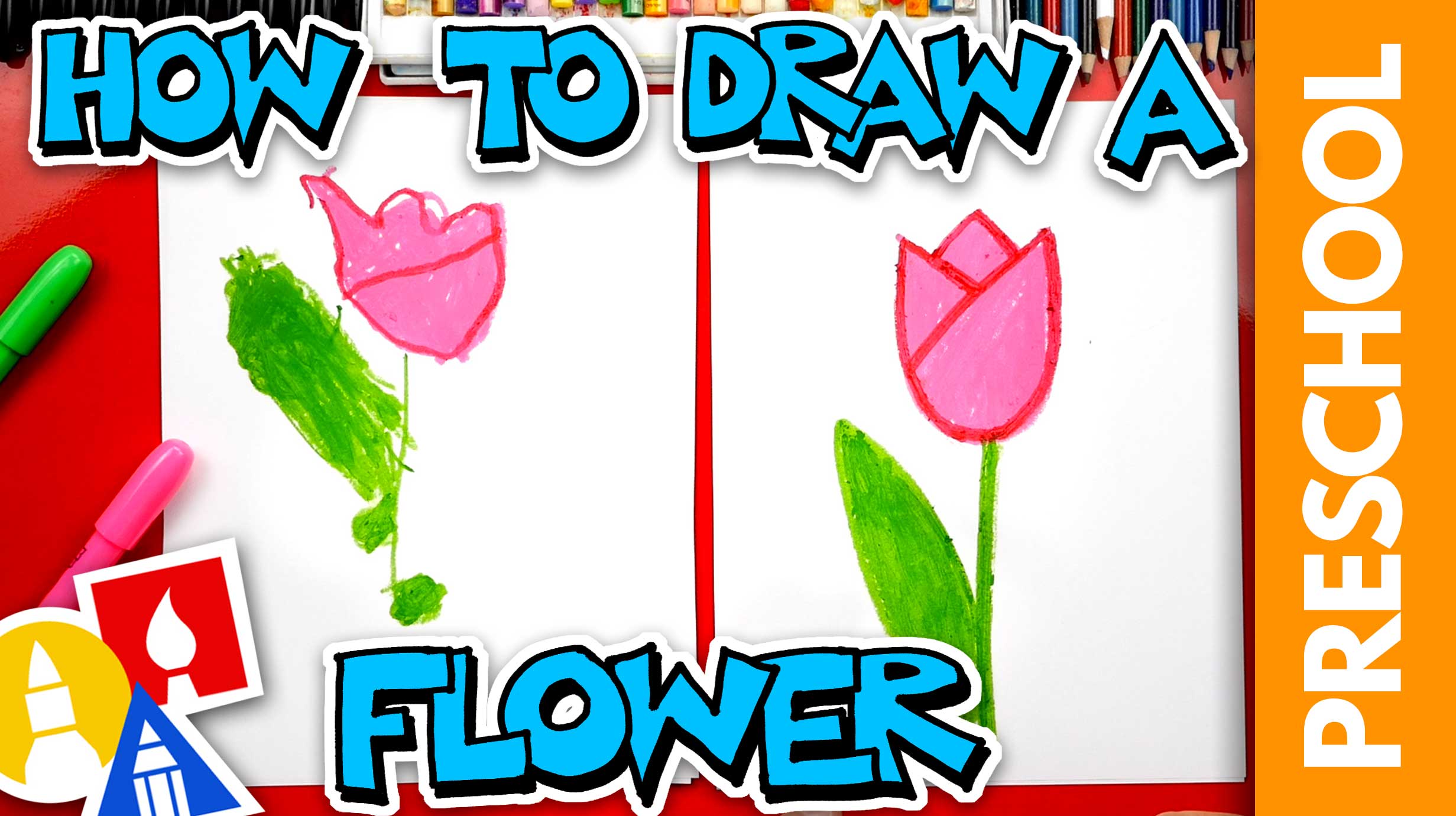 How To Draw A Flower Tulip Preschool Art For Kids Hub