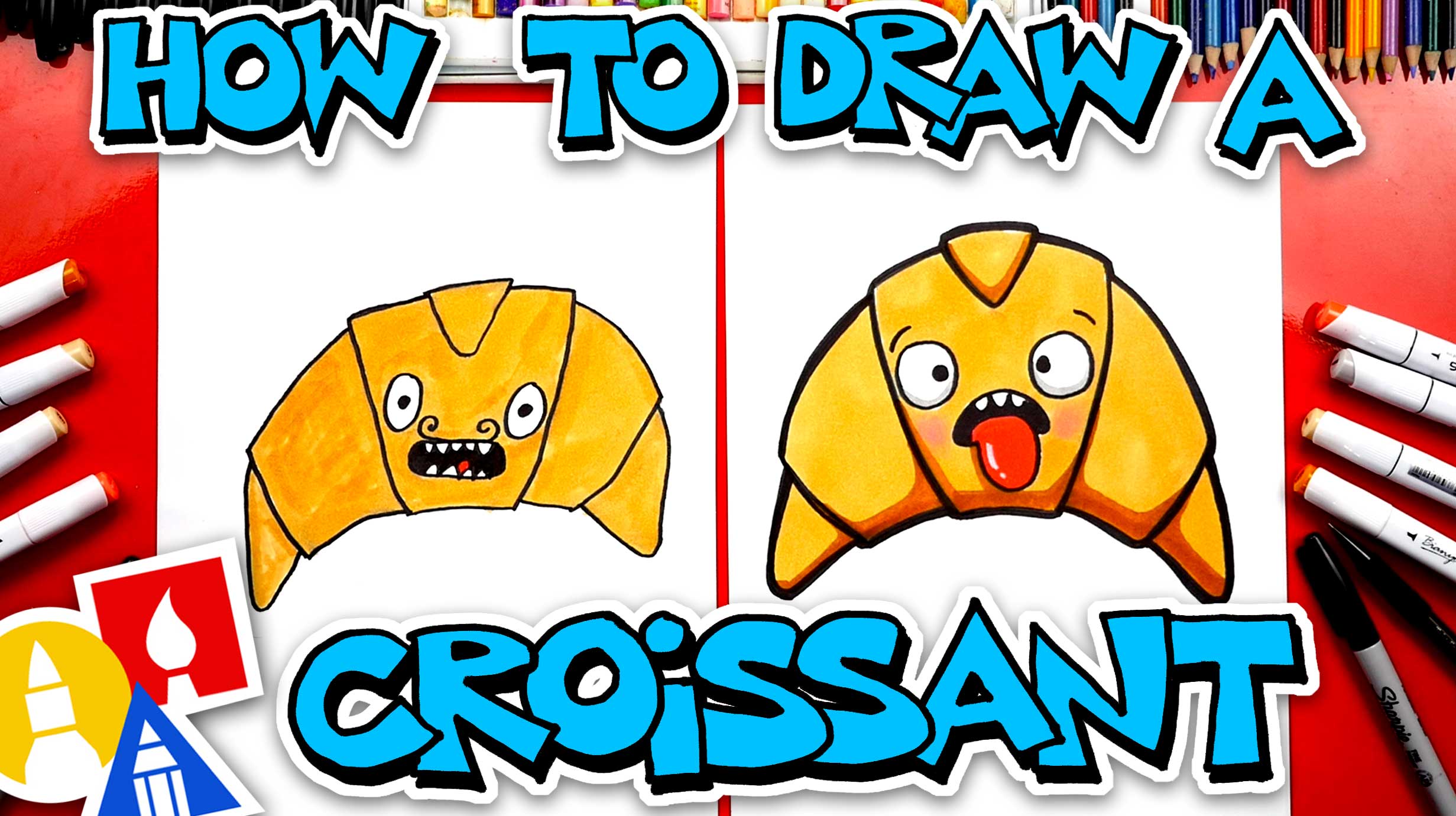 How To Draw Funny Croissant - Art For Kids Hub