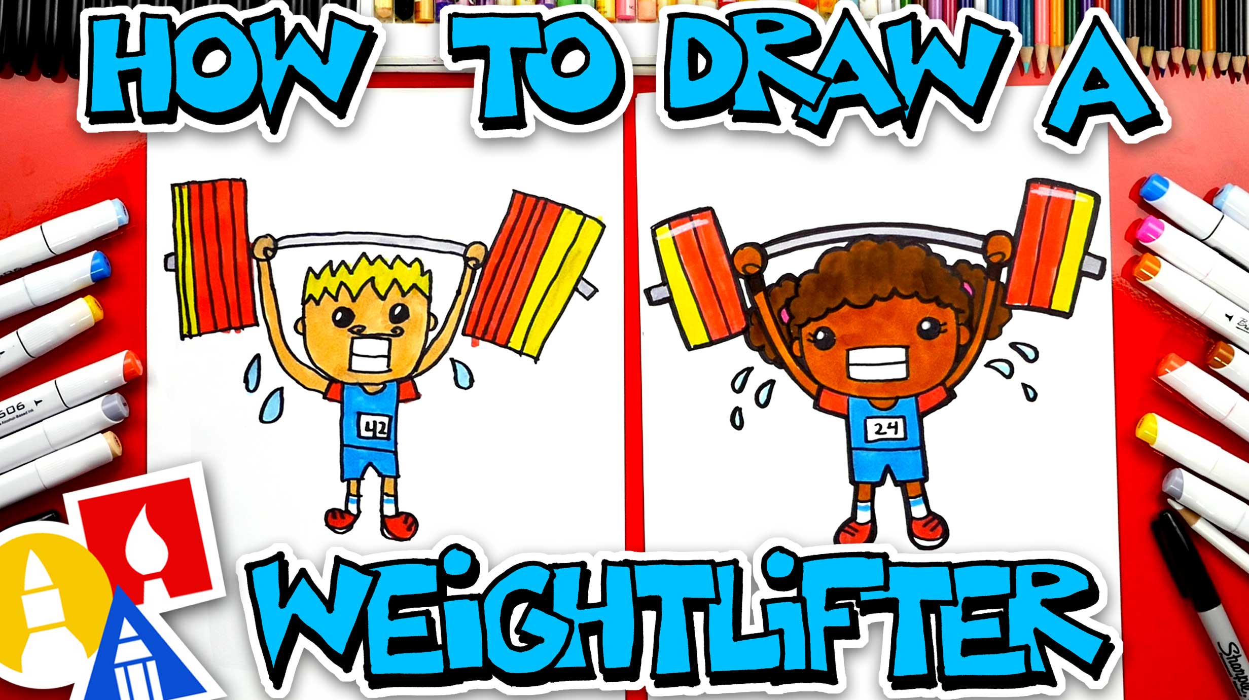 How To Draw A Weightlifter - Art For Kids Hub