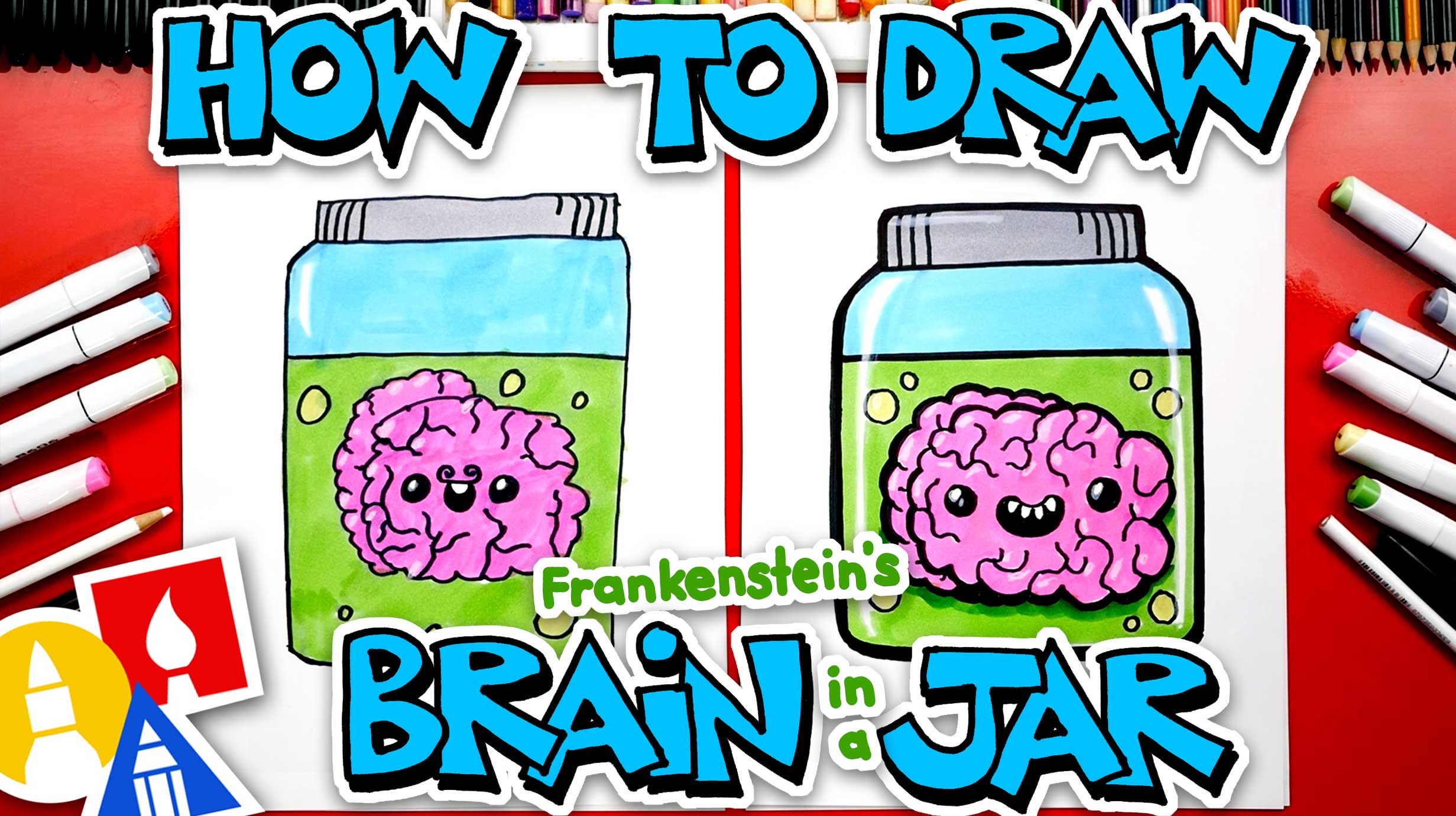 How To Draw Frankenstein's Brain In A Jar - Art For Kids Hub — Free ...