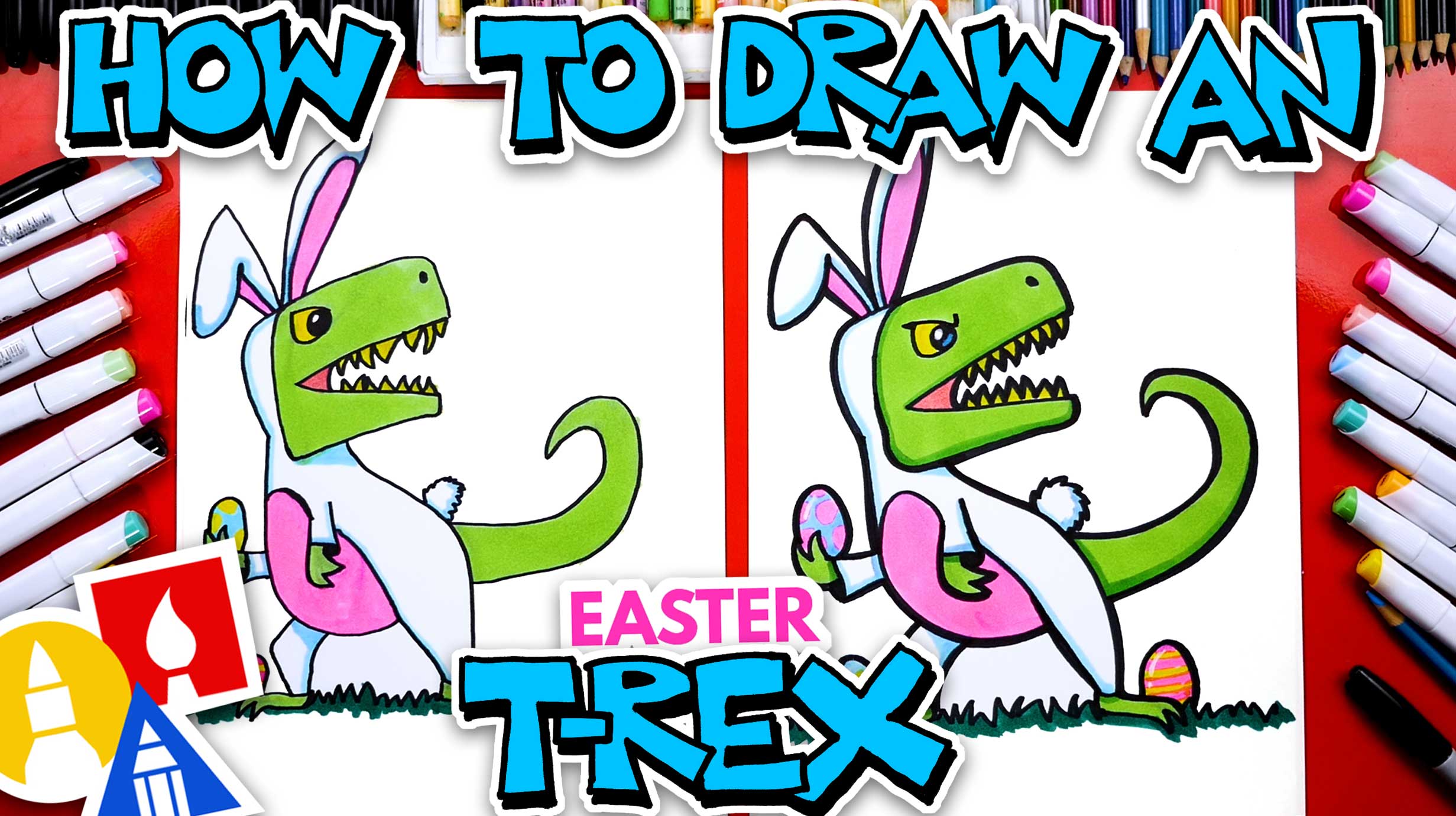 How To Draw A Funny T-Rex Bunny - Art For Kids Hub