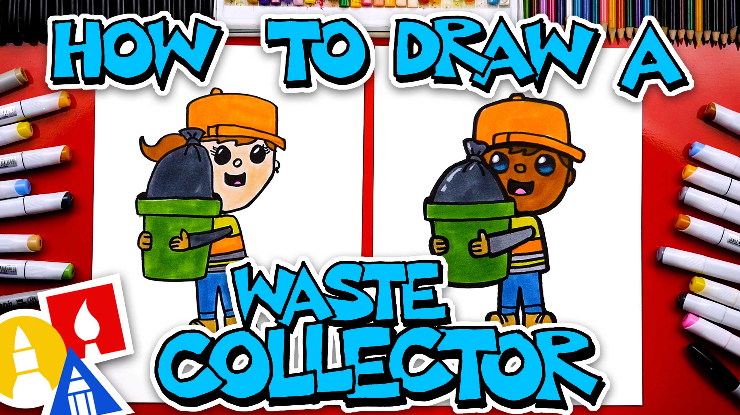 How To Draw A Waste Collector - Happy Labor Day! - Art For Kids Hub