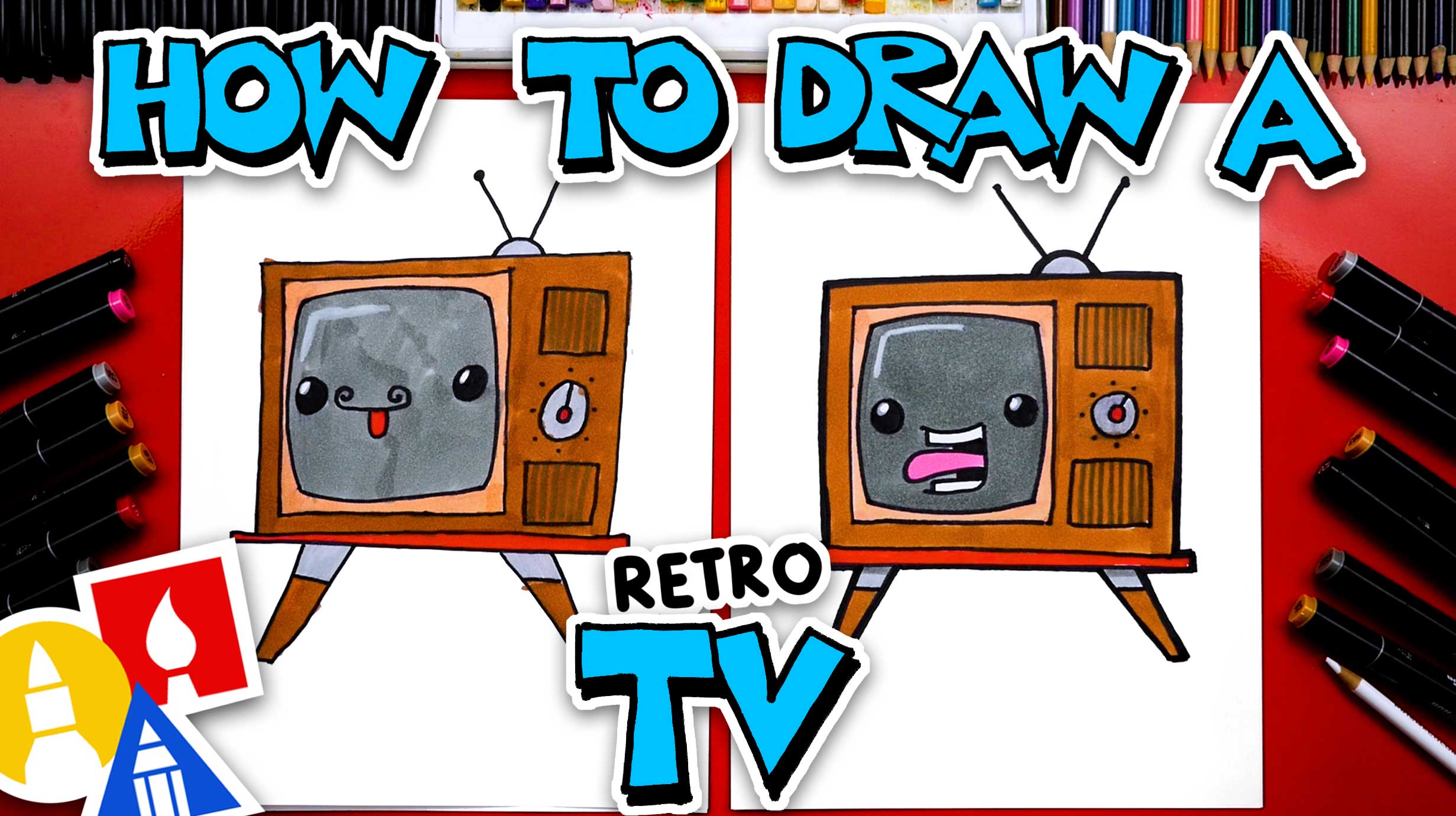 How To Draw A Retro TV Cartoon - Art For Kids Hub