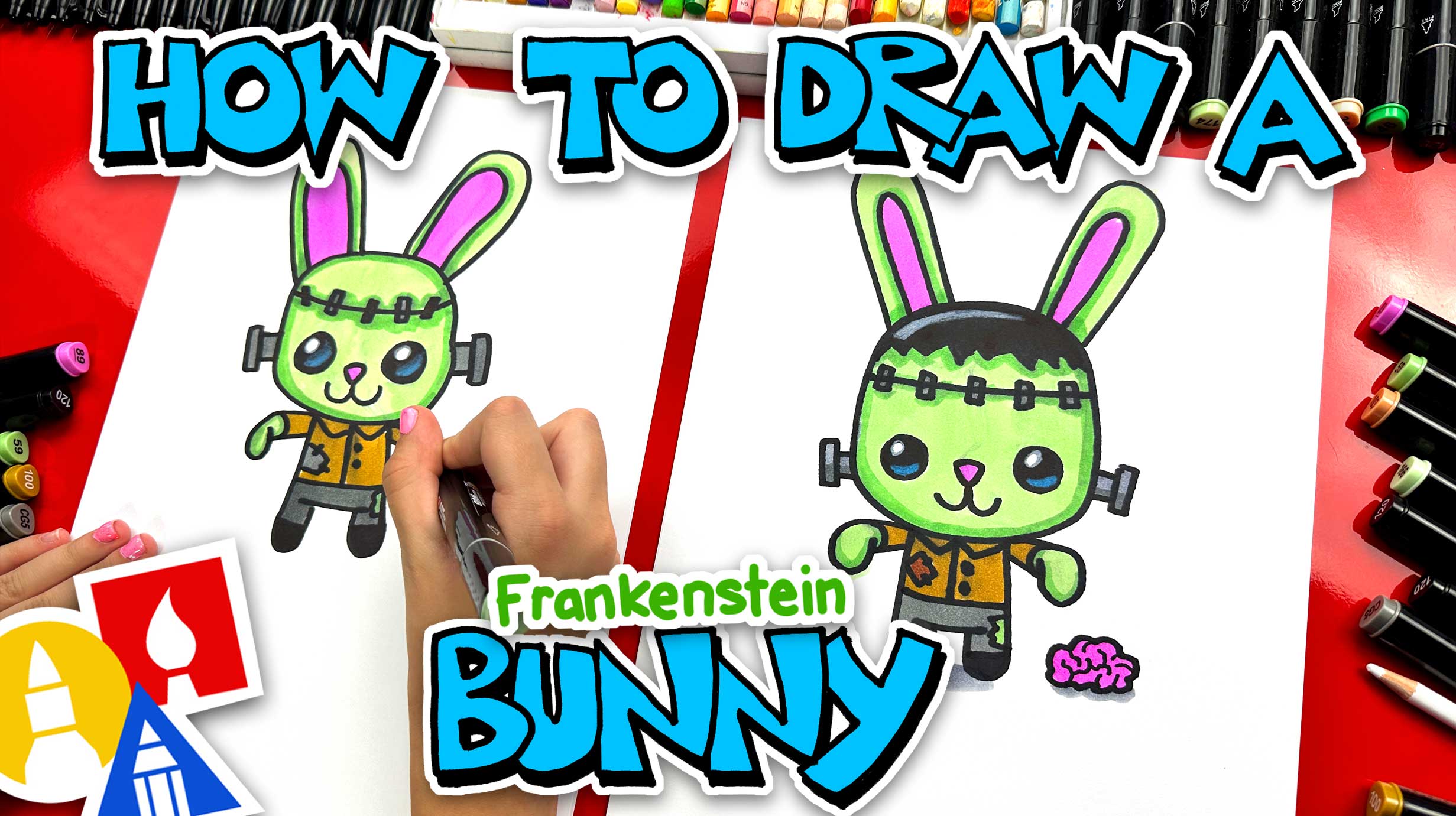 How To Draw A Frankenstein Bunny - Art For Kids Hub
