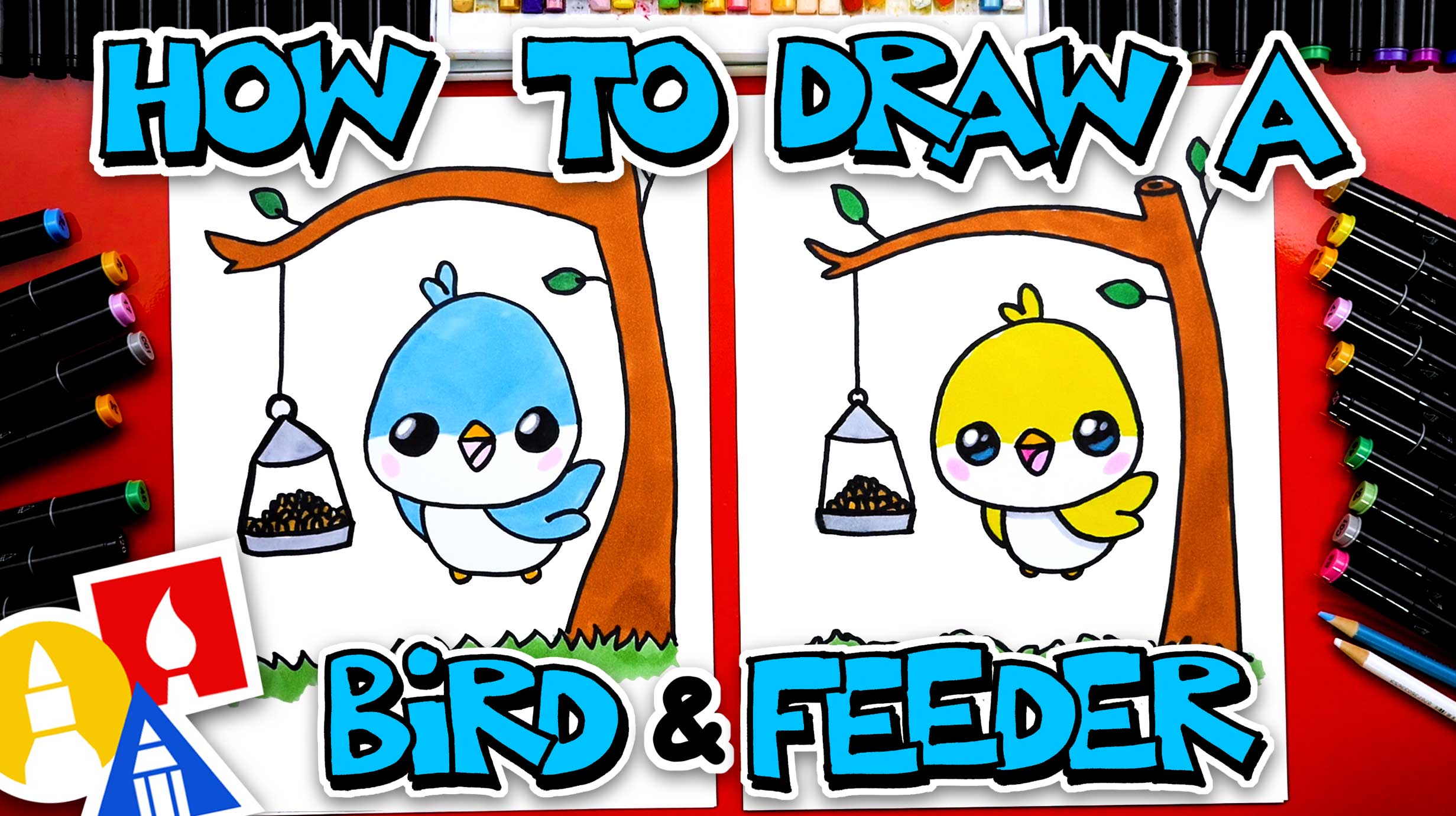 How To Draw A Bird And Feeder - Art For Kids Hub