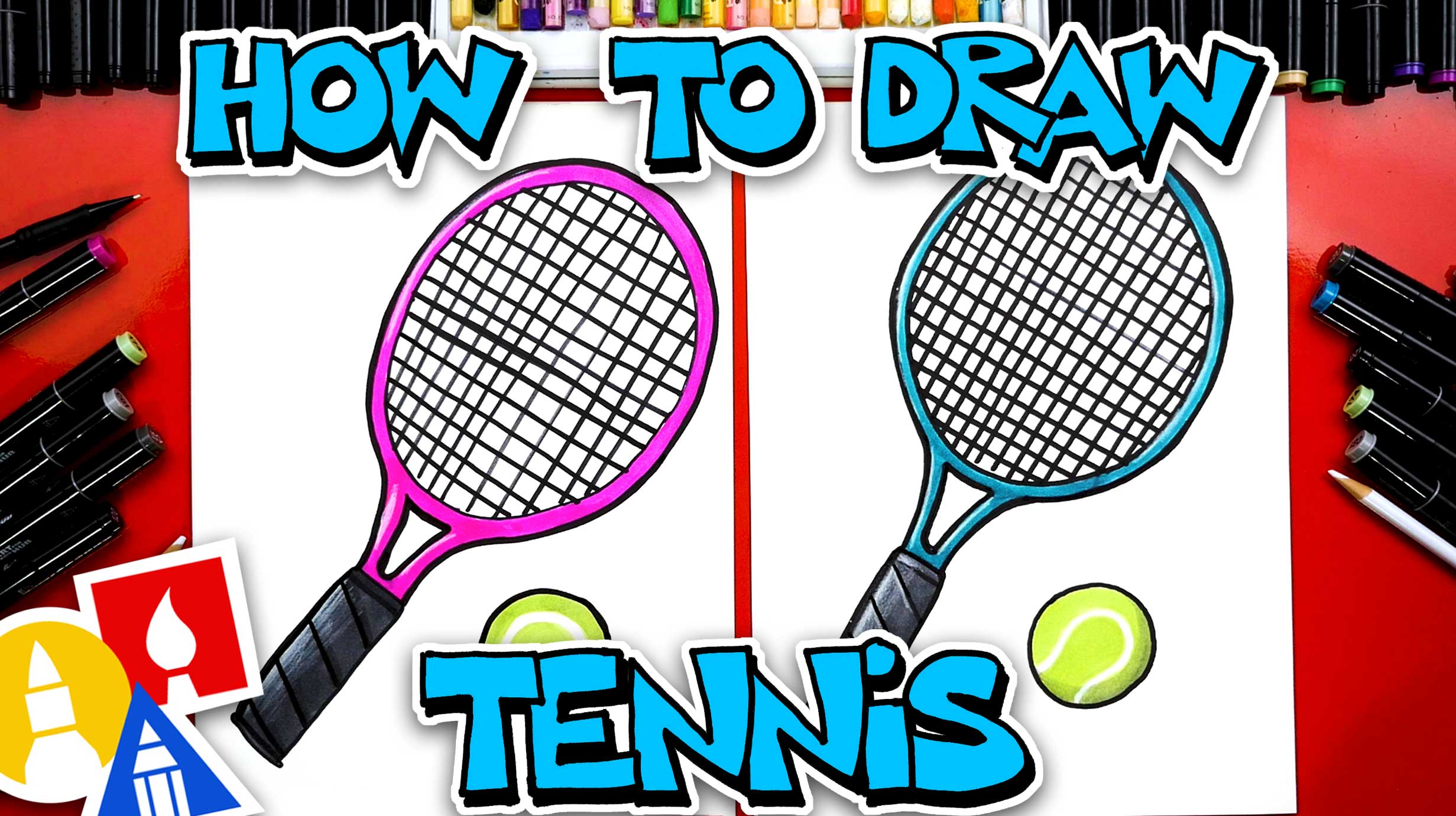 How To Draw A Tennis Racket And Ball - Art For Kids Hub