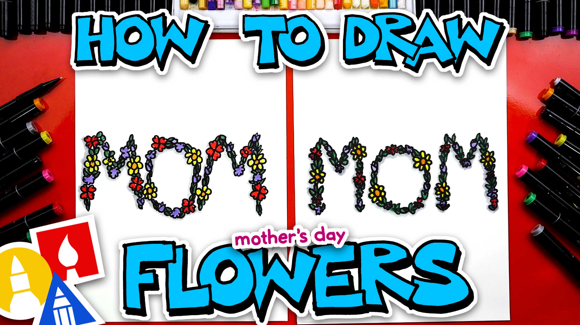 How To Draw MOM With Flowers - Mother's Day! - Art For Kids Hub