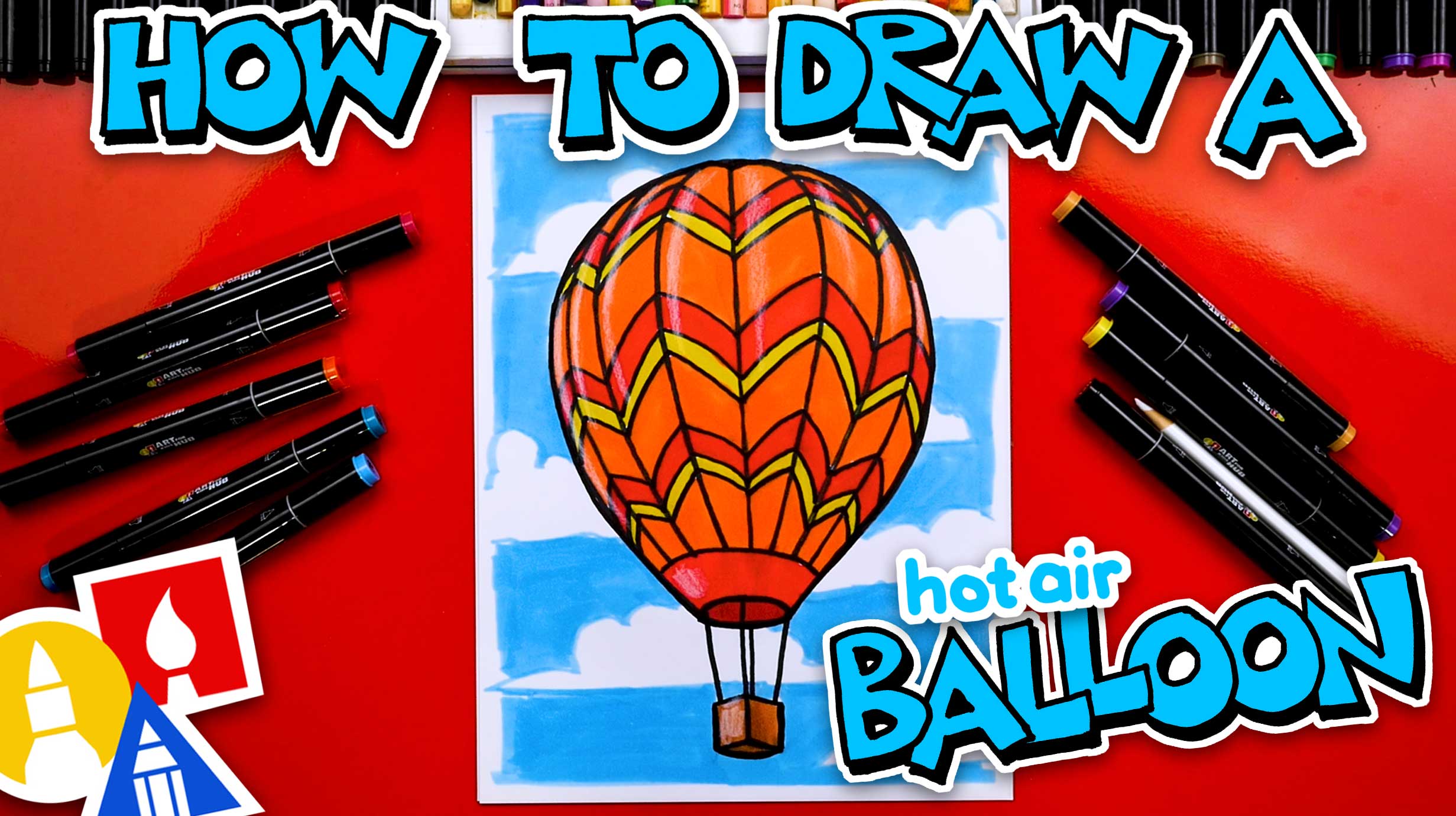 Hot Air Balloon Drawing Step By Step