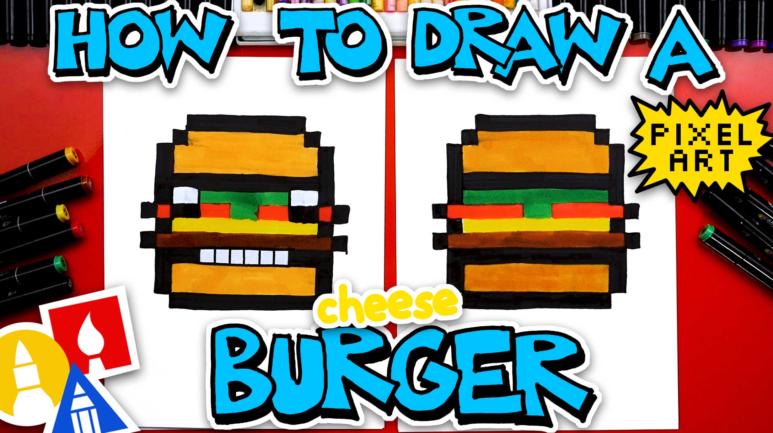 How To Draw A Cheeseburger Pixel Art - Art For Kids Hub