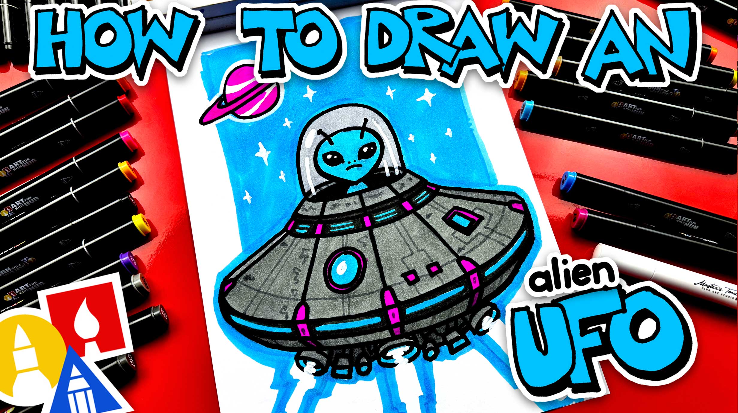 How To Draw A Cool Alien UFO - Art For Kids Hub