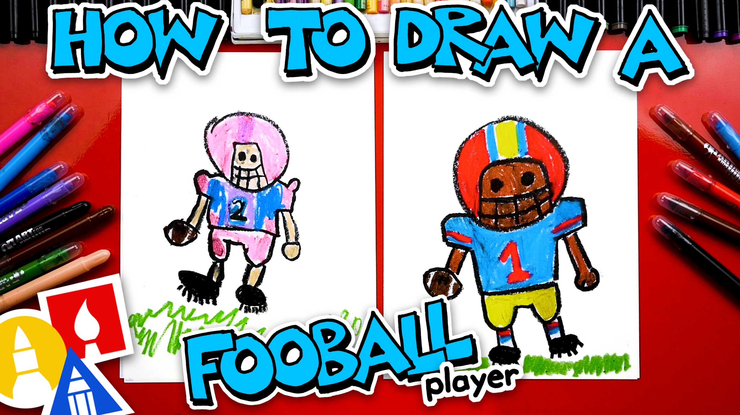 How To Draw A Football Player - Super Simple - Art For Kids Hub