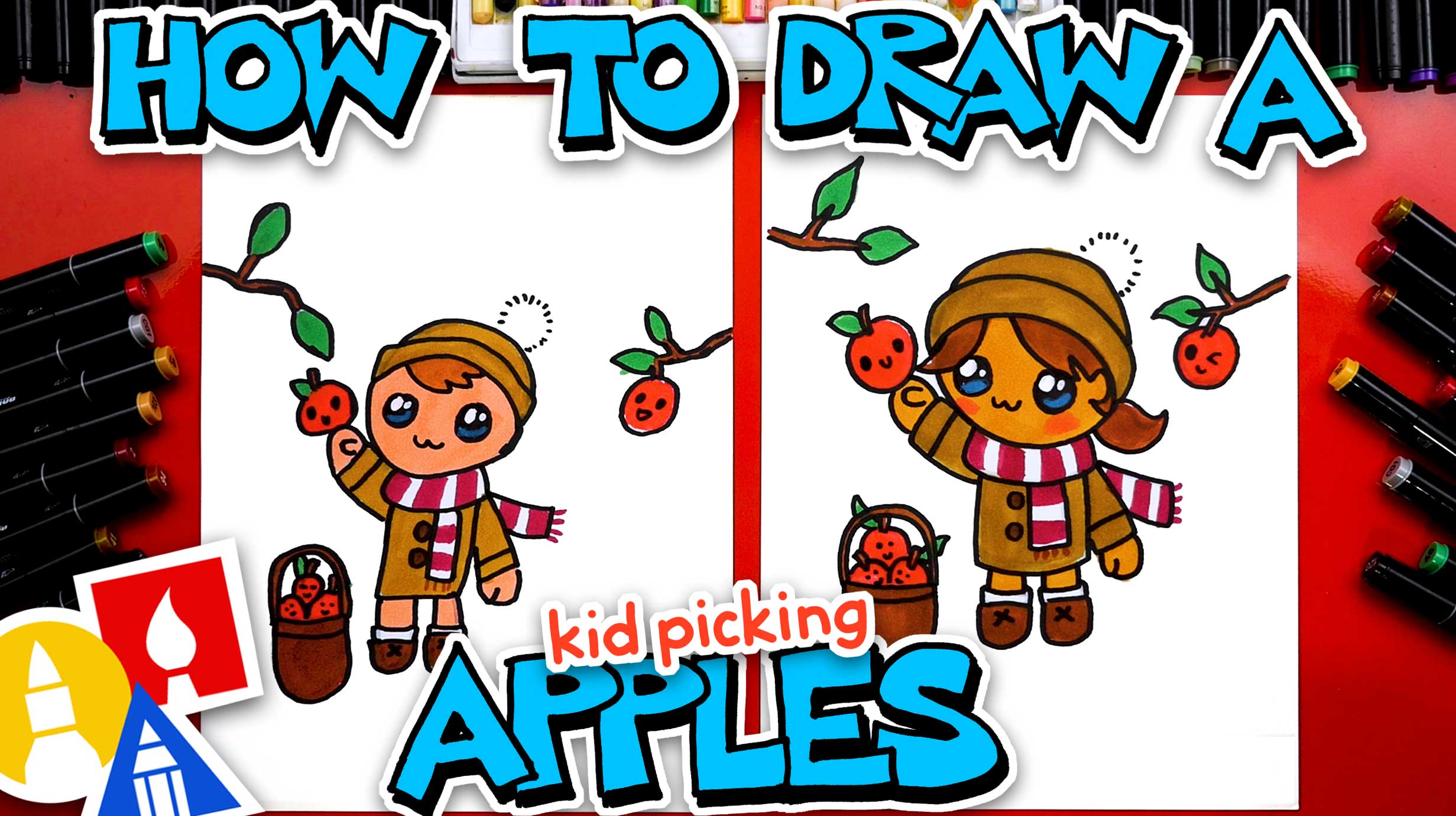 How To Draw A Kid Picking Apples - Art For Kids Hub