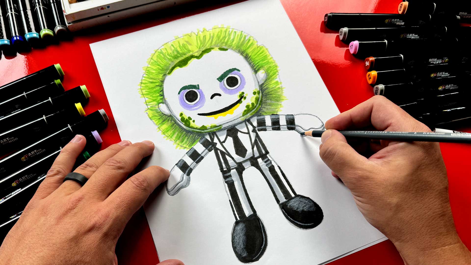 How To Draw Beetlejuice Doll - Advanced - Art For Kids Hub