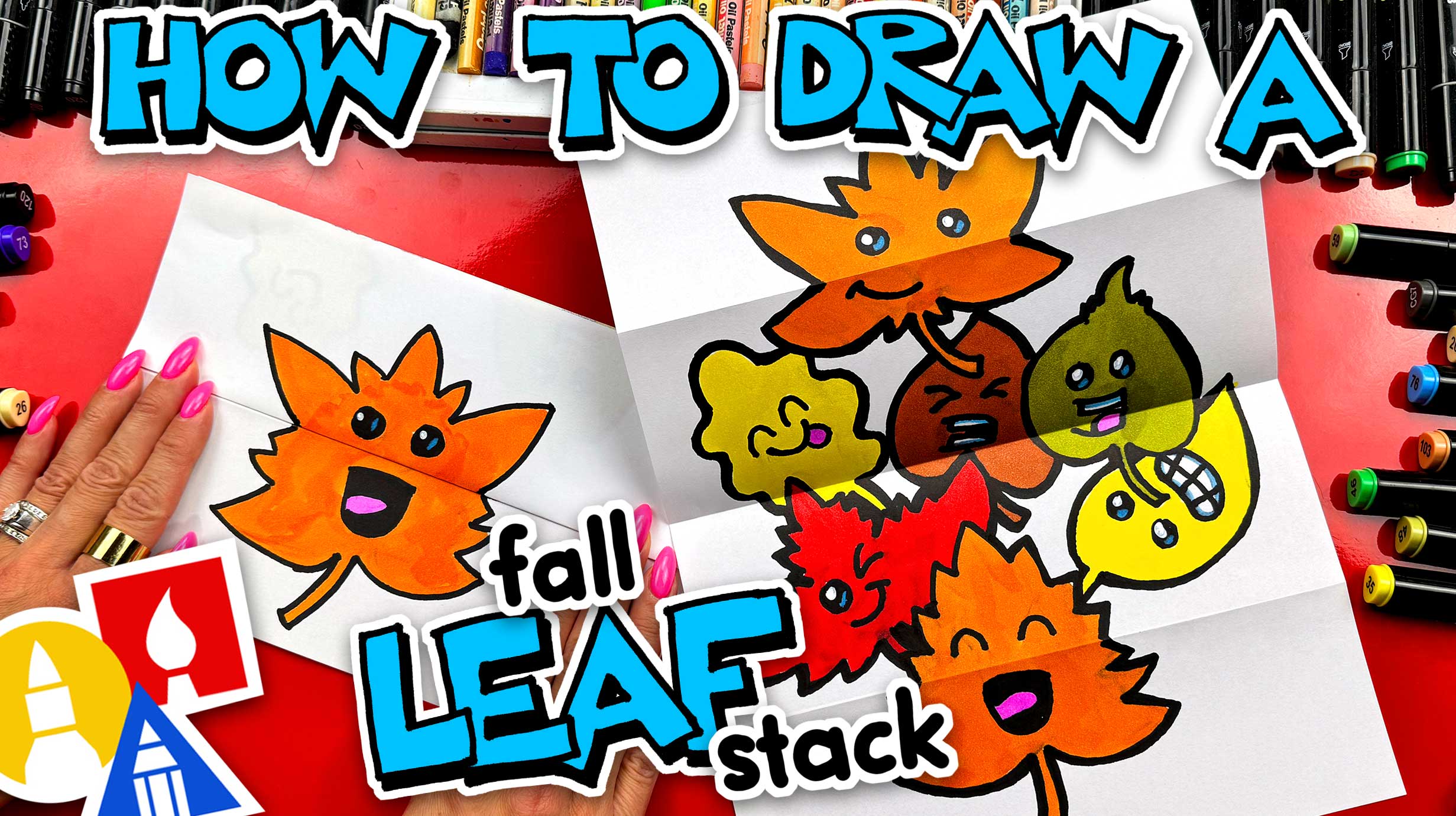 How To Draw A Fall Leaf Stack Folding Surprise - Art For Kids Hub
