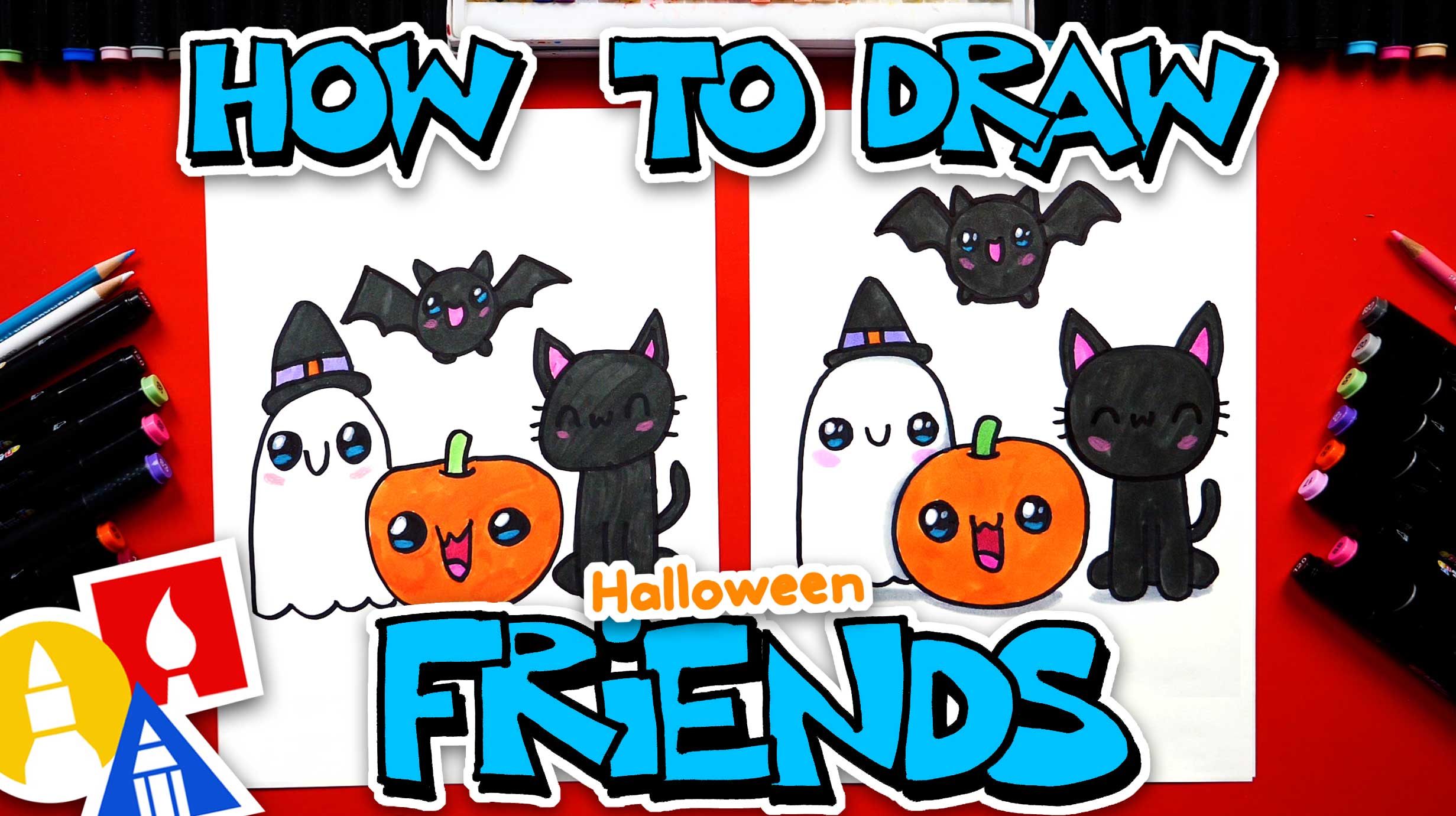 How To Draw Halloween Friends - Art For Kids Hub