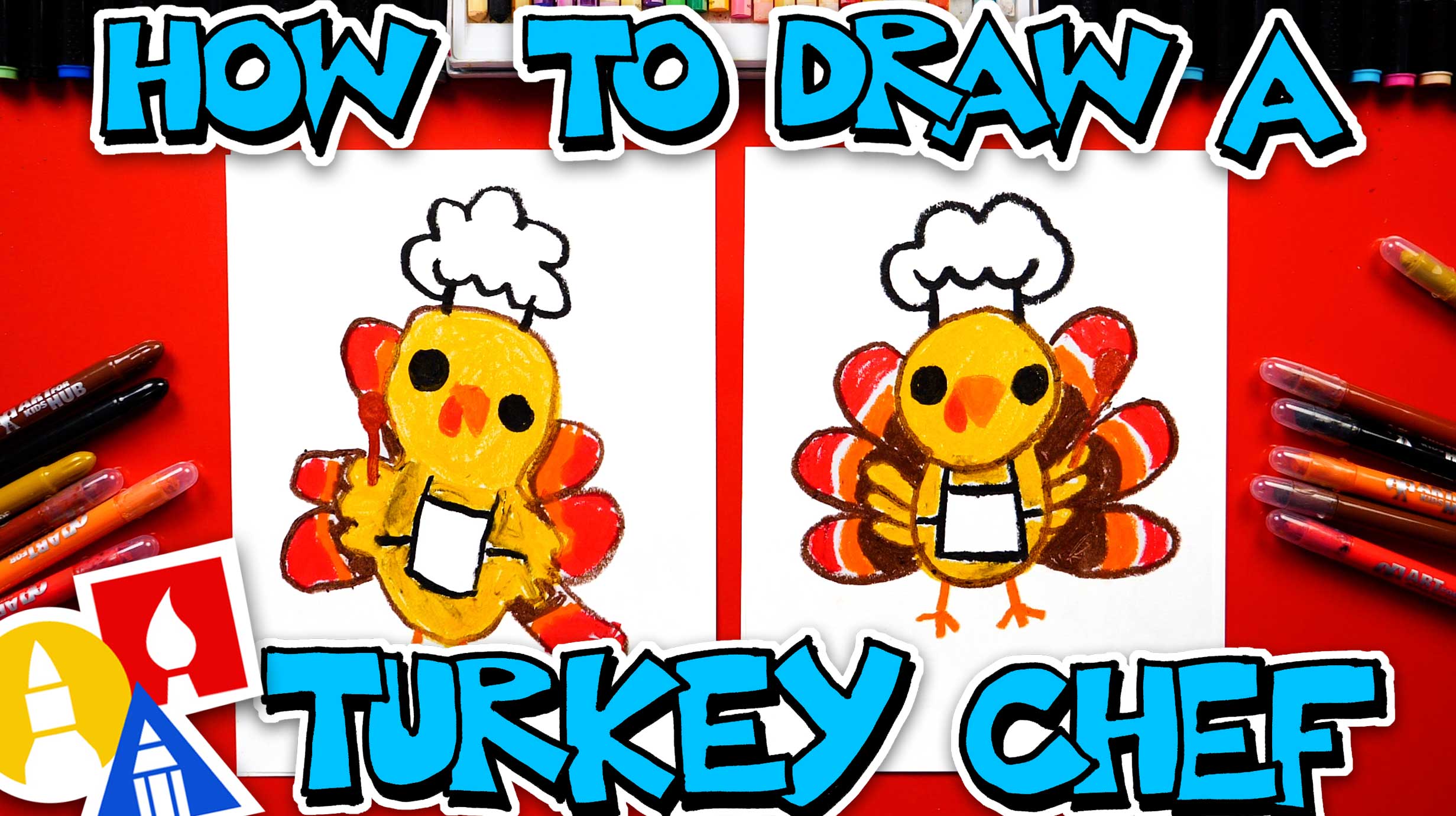 How To Draw A Turkey Chef - Art For Kids Hub