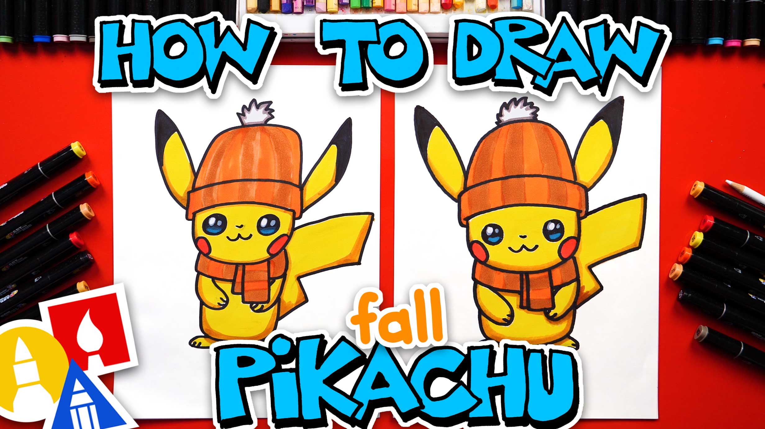 How To Draw Fall Pikachu - Art For Kids Hub