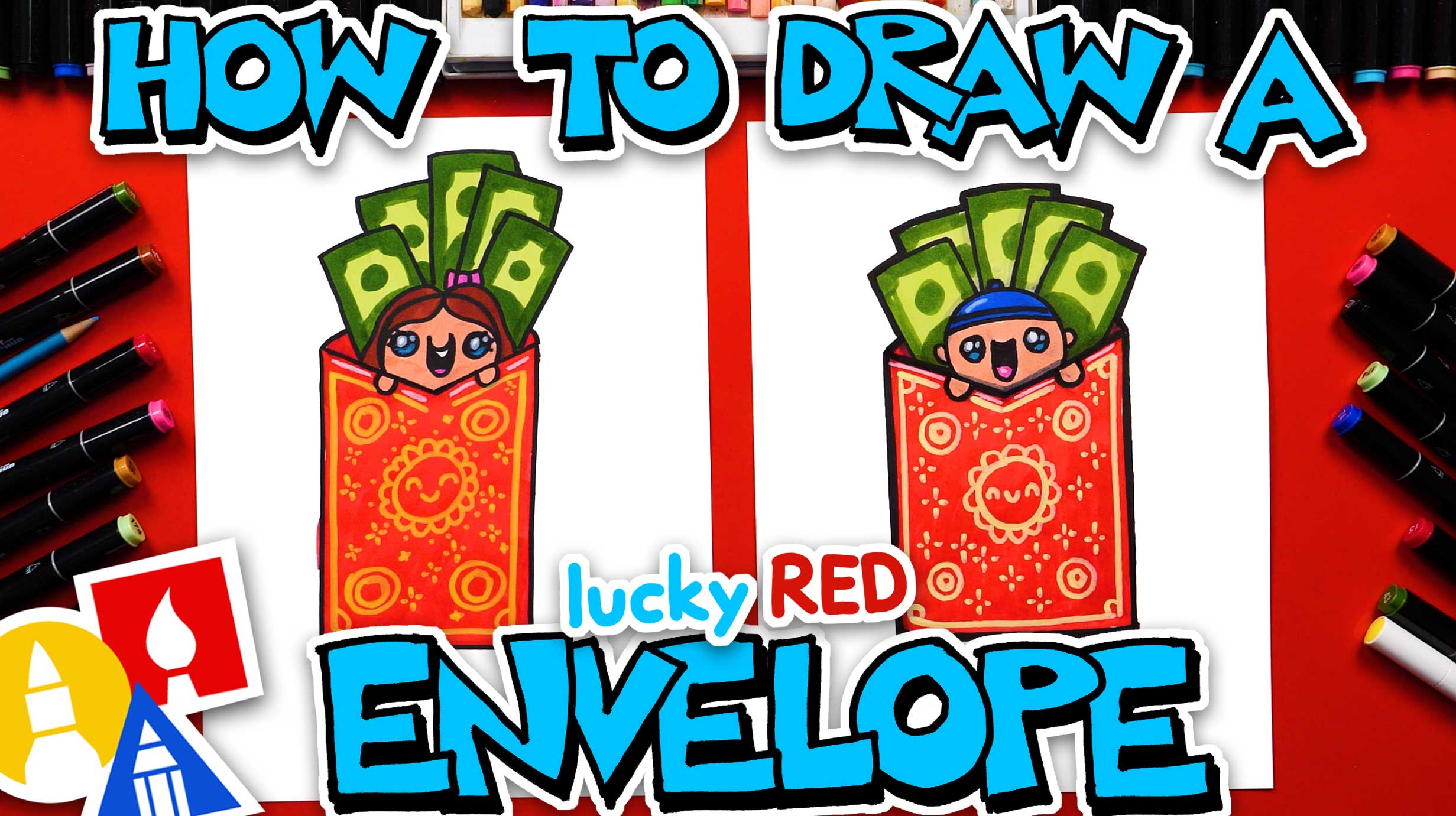 How To Draw A Lucky Red Envelope - Lunar New Year! - Art For Kids Hub