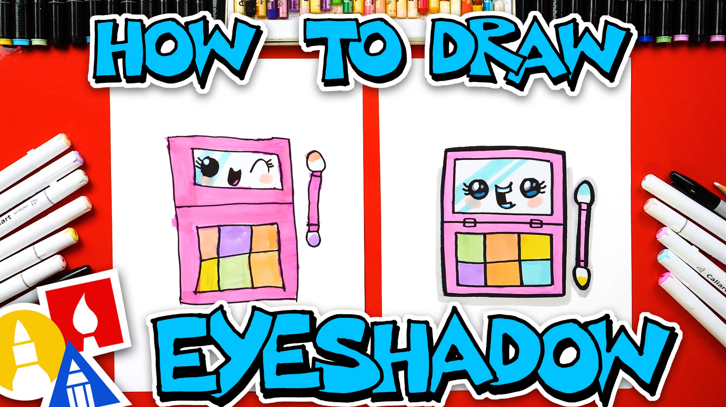 How To Draw An Eyeshadow Kit - Art For Kids Hub