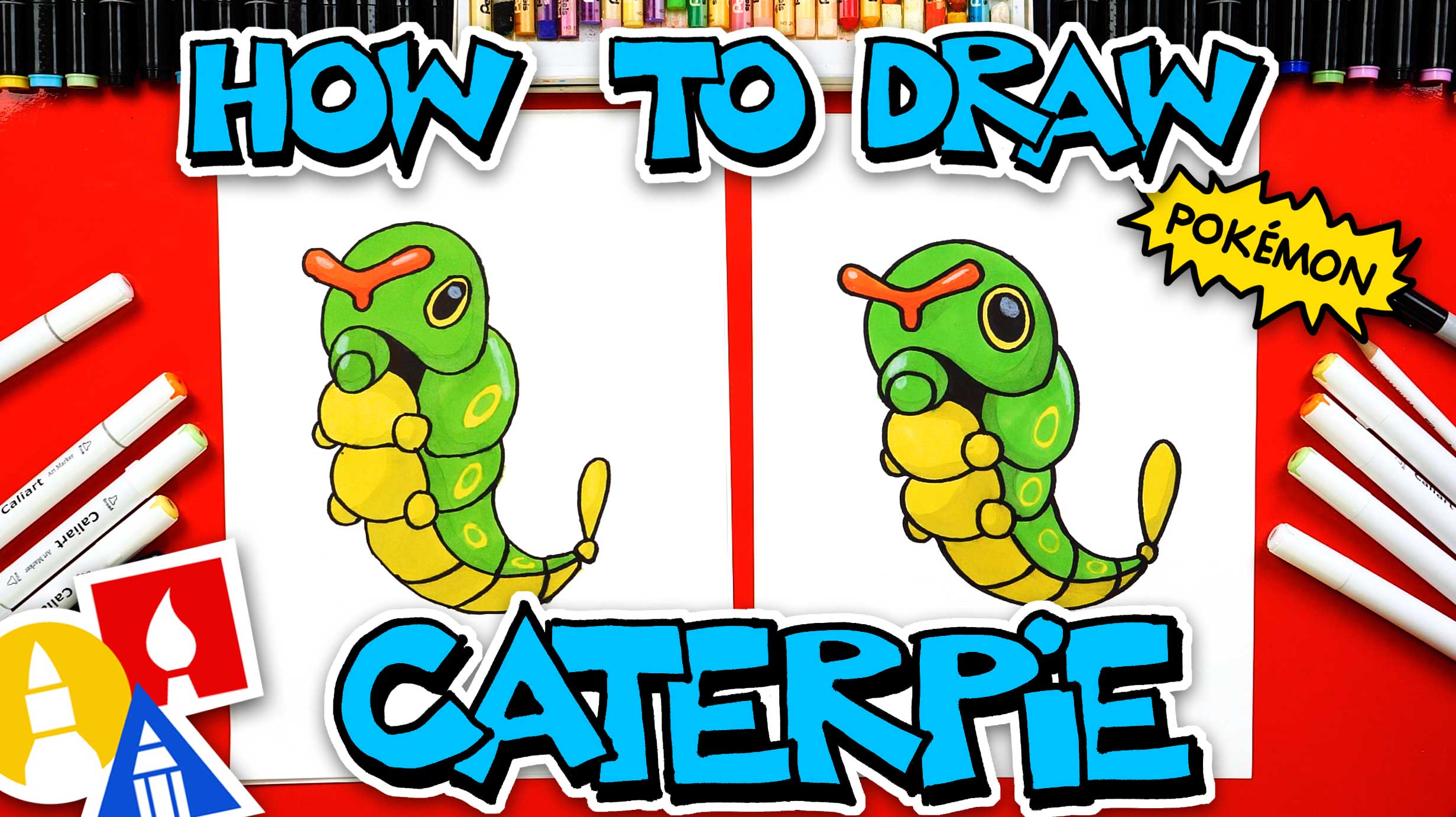 How To Draw Caterpie Pokemon - Art For Kids Hub