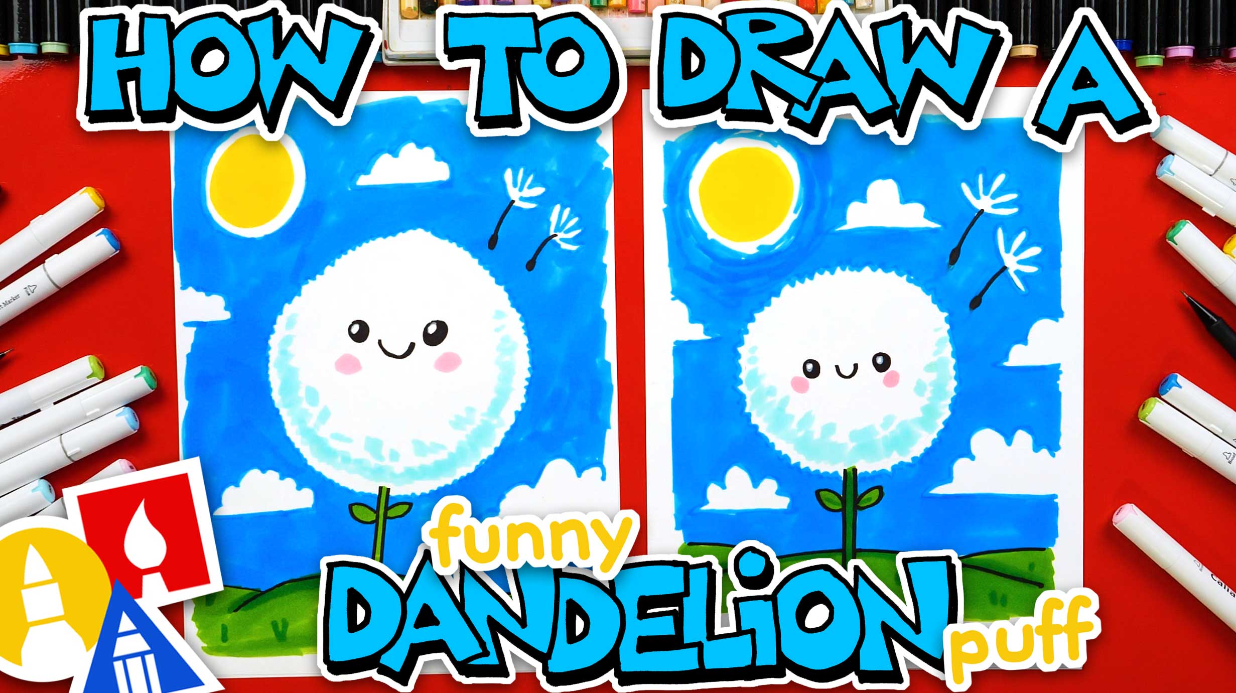 How To Draw A Funny Dandelion Puff - Art For Kids Hub
