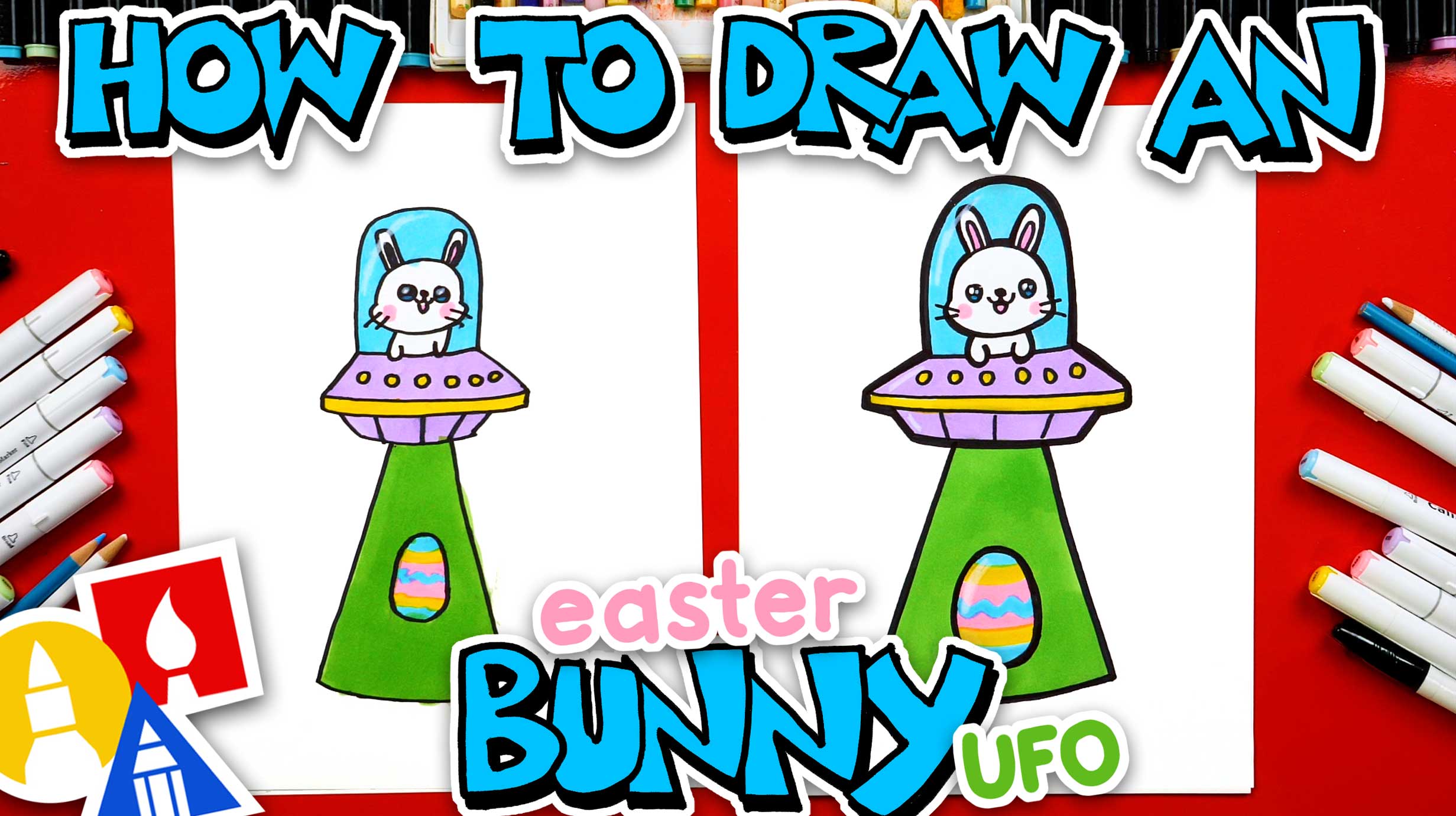 How To Draw An Easter Bunny Alien UFO - Art For Kids Hub — Free Drawing ...