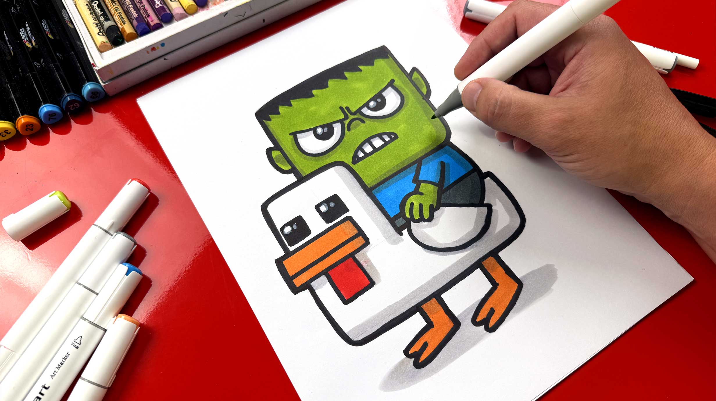 How To Draw A Chicken Jockey From The Minecraft Movie - Art For Kids Hub