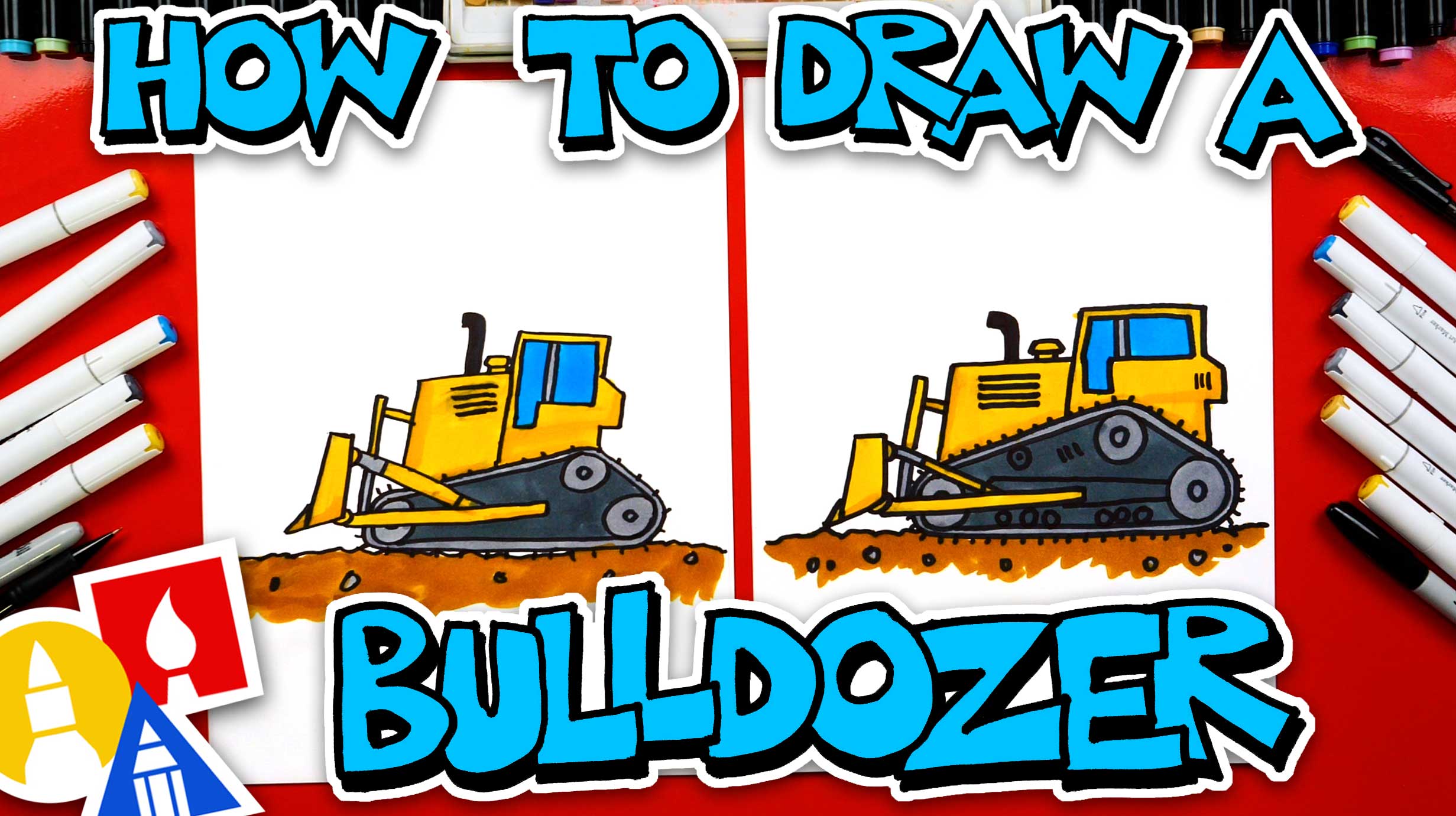 How To Draw A Bulldozer - Art For Kids Hub