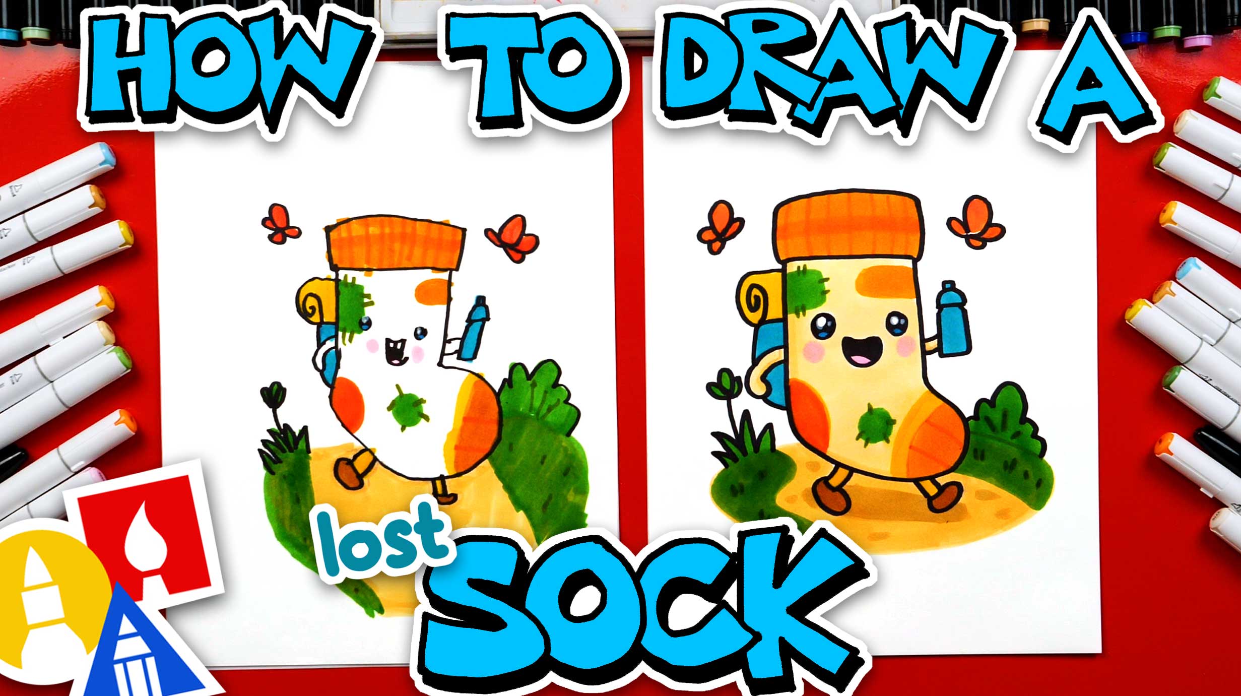 How To Draw A Lost Sock On An Adventure - Art For Kids Hub