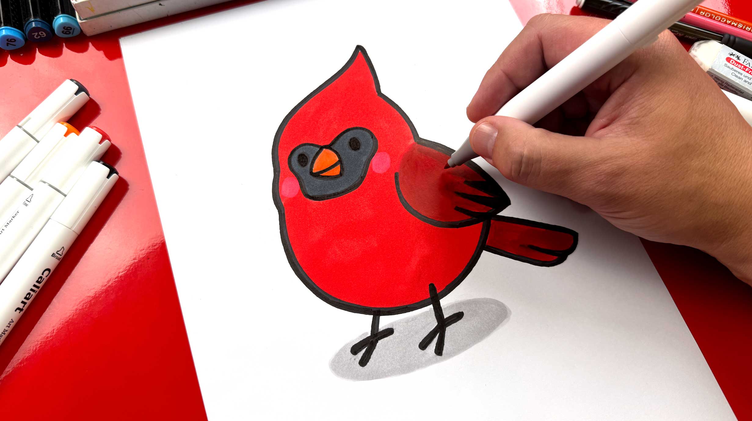How To Draw A Cute Cardinal Bird - Art For Kids Hub — Free Drawing ...