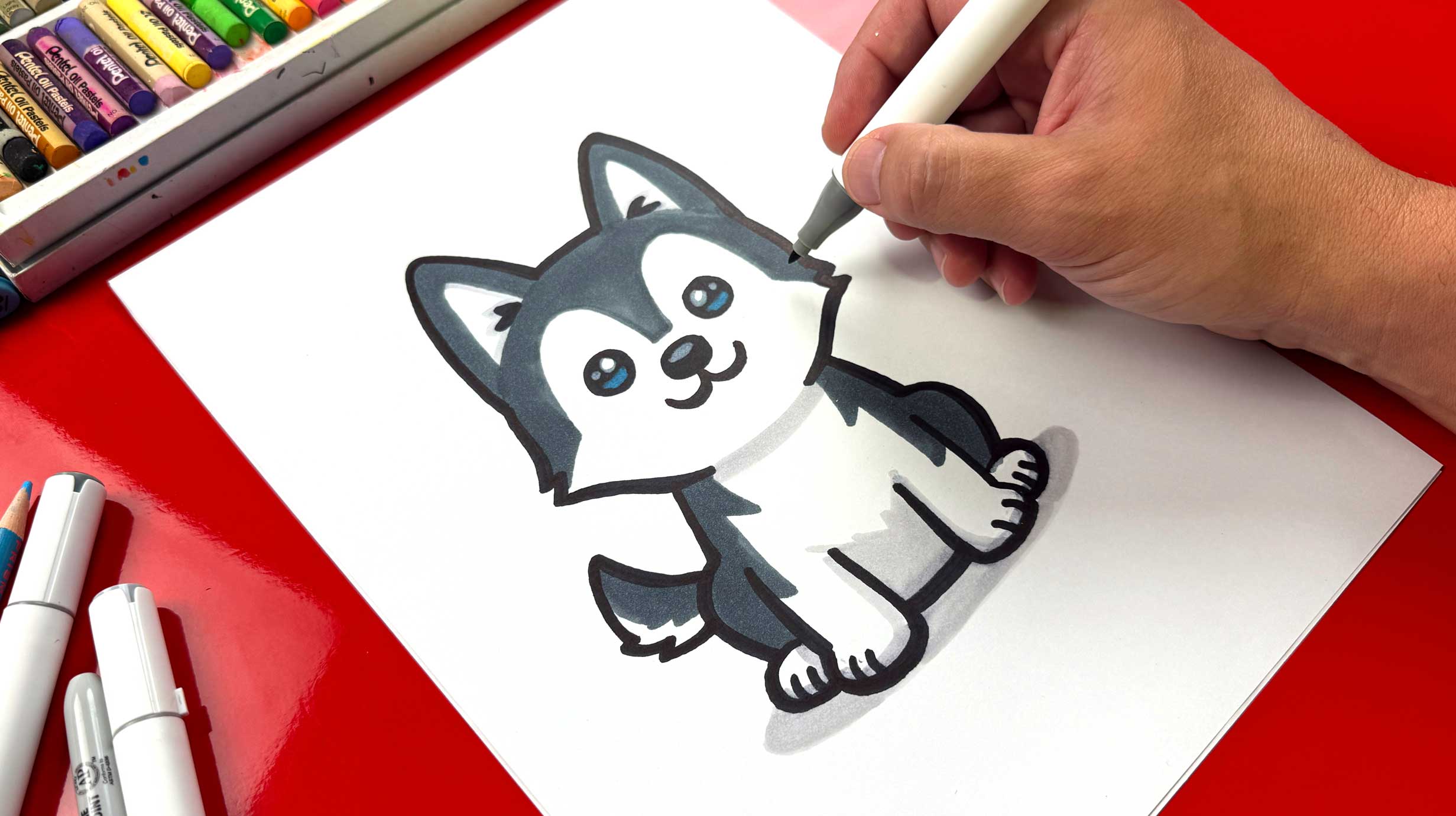 How To Draw A Husky Puppy - Art For Kids Hub