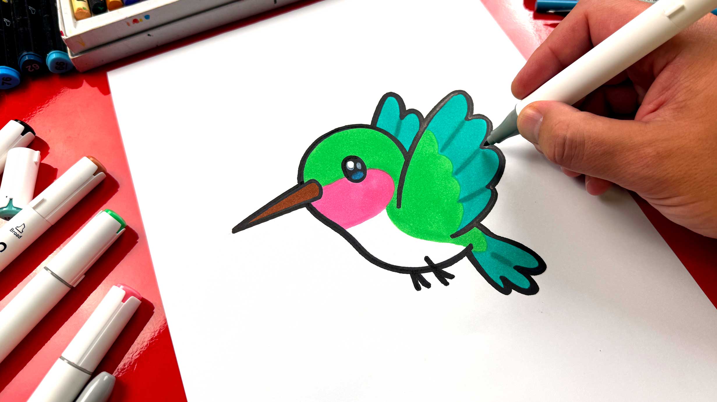 How To Draw A Hummingbird Using Shapes - Art For Kids Hub