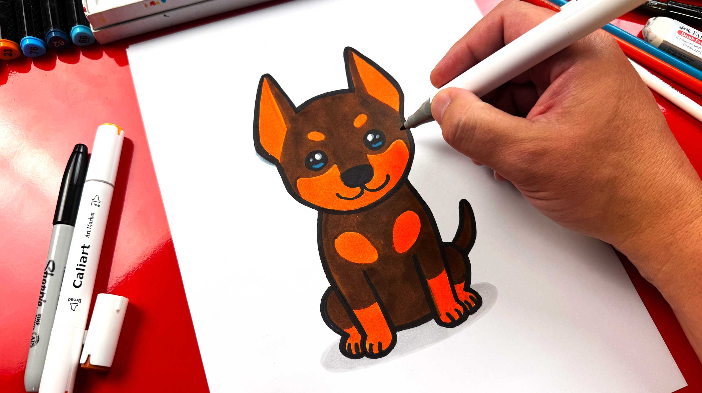 How To Draw A Doberman Pinscher Puppy - Art For Kids Hub