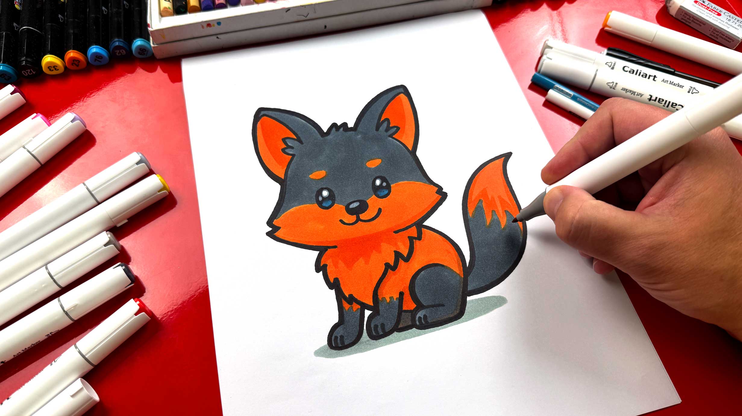 How To Draw A Melanistic Fox - Art For Kids Hub
