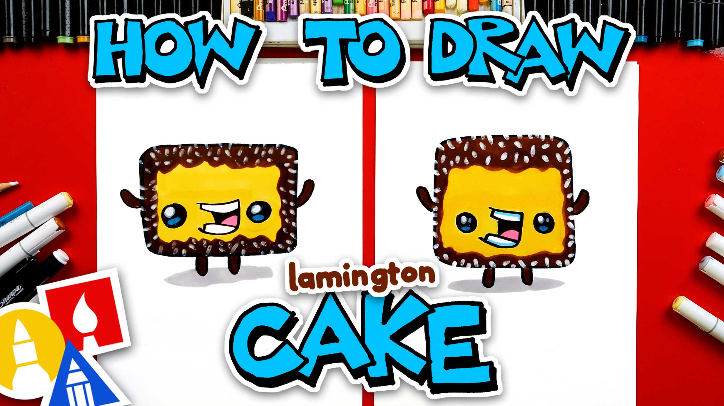 How To Draw Funny Lamington Cake - Art For Kids Hub