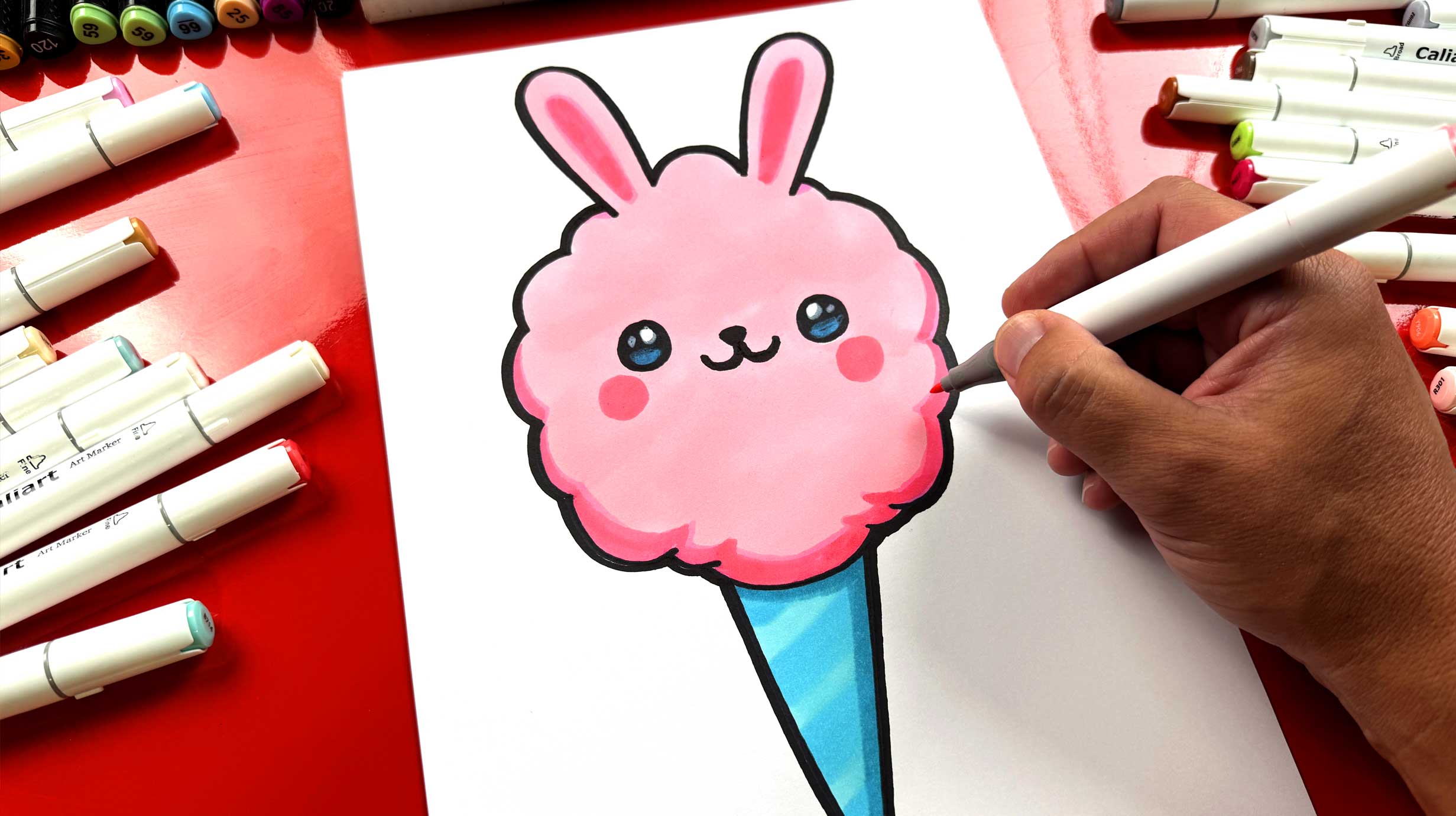 How To Draw A Cute Cotton Candy Bunny - Art For Kids Hub