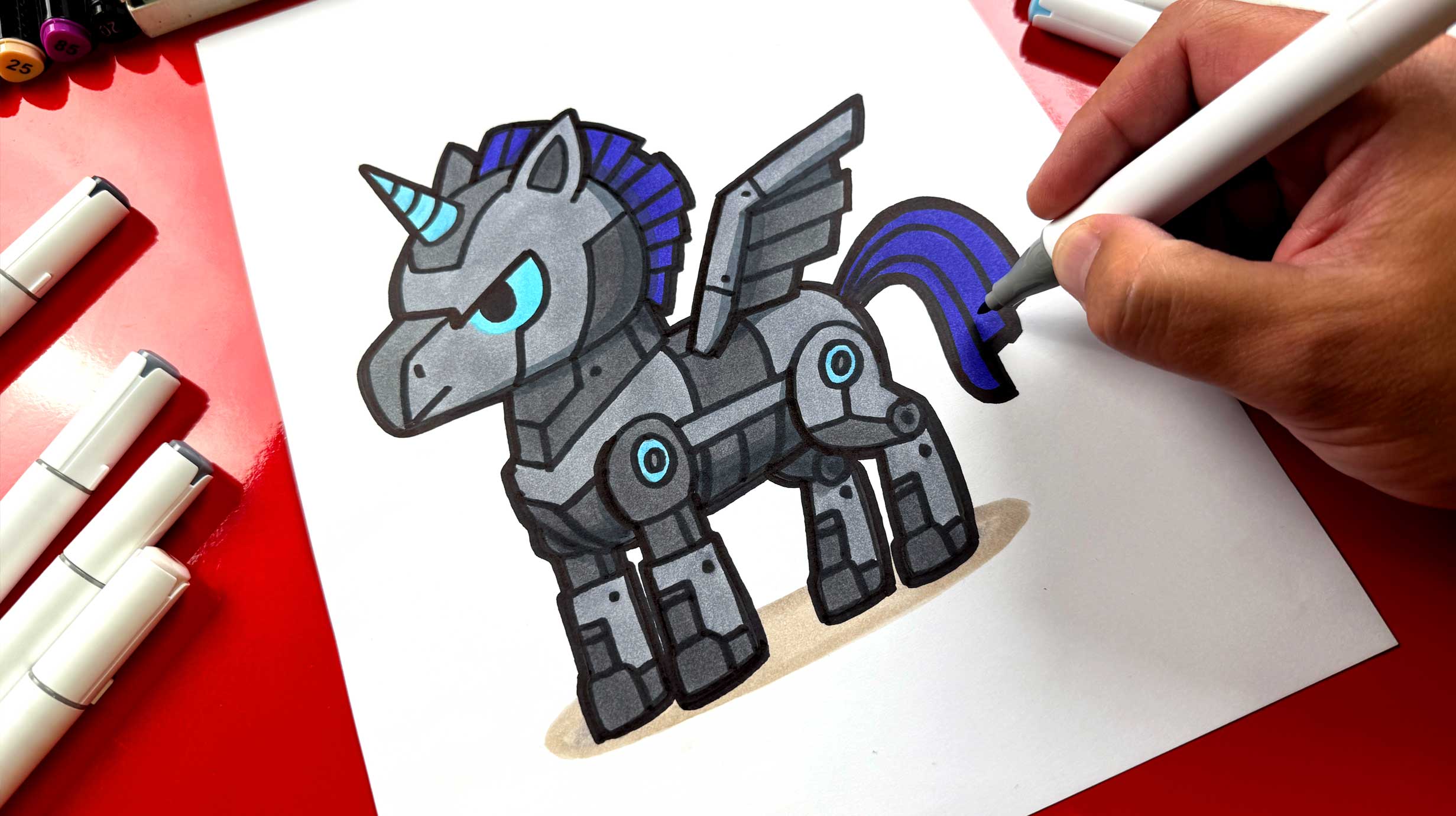 How To Draw A Cybercorn - Robot + Alicorn! - Art For Kids Hub