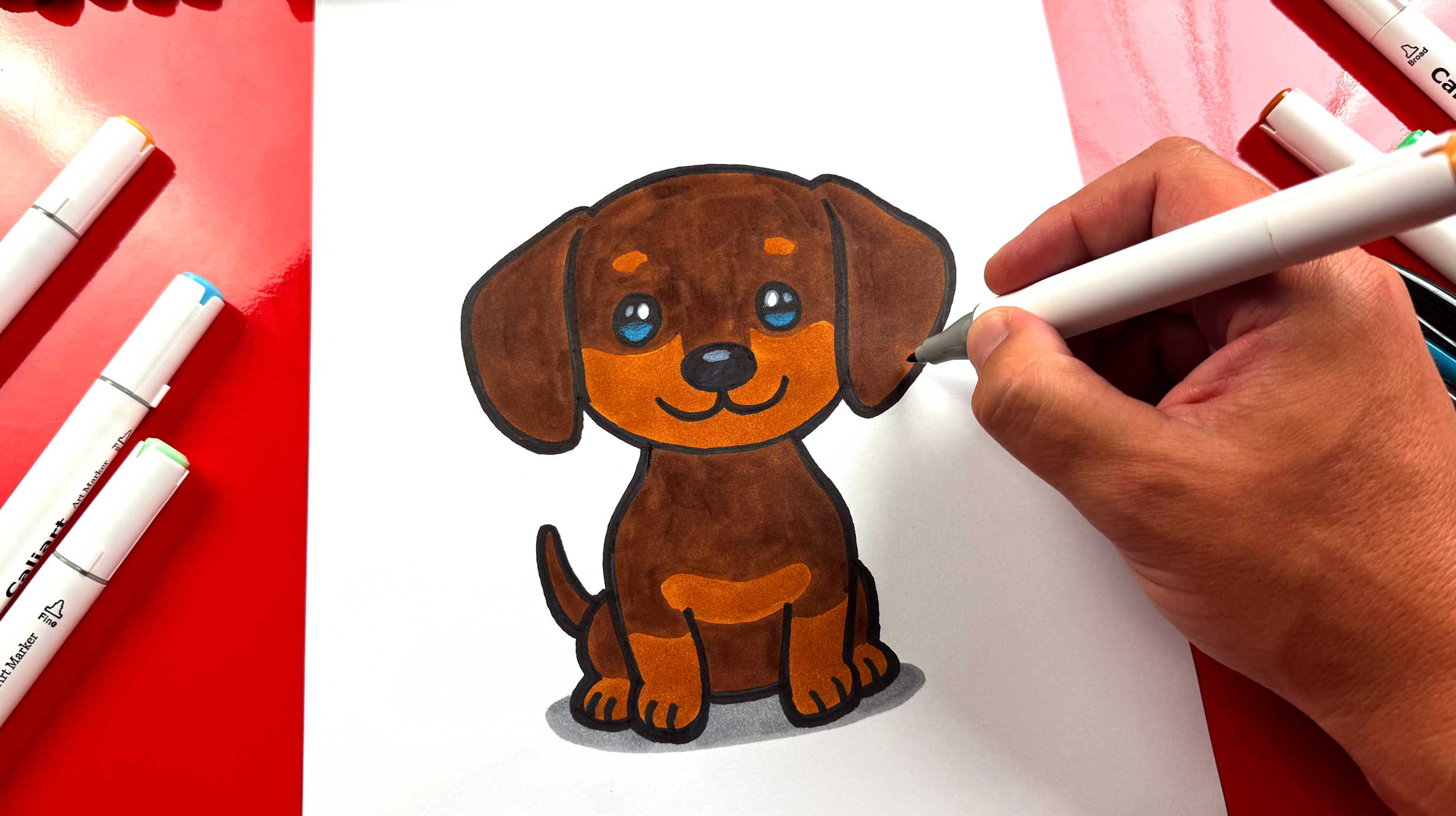 How To Draw A Dachshund Puppy - Art For Kids Hub