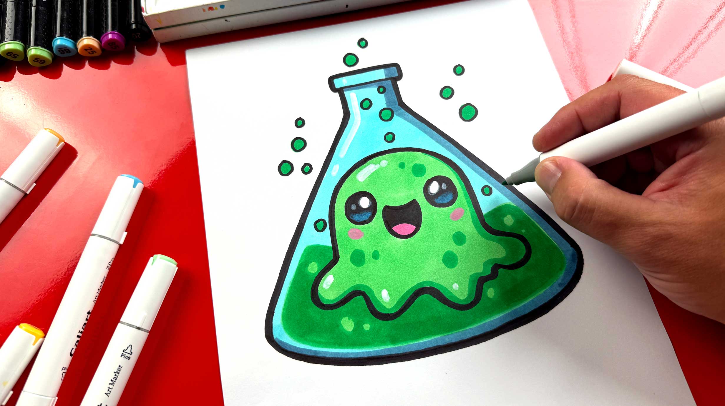 How To Draw A Slime Creature In A Beaker - Art For Kids Hub