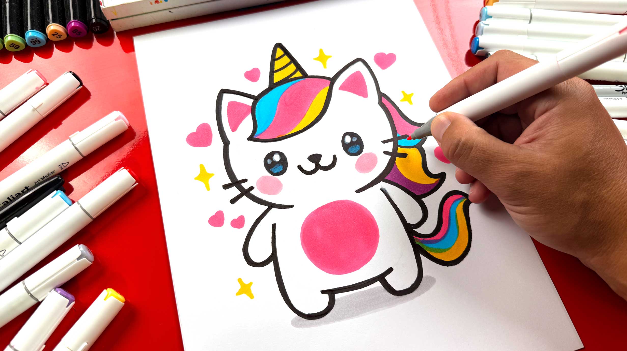 How To Draw A Kittycorn - Unicorn Cat - Art For Kids Hub