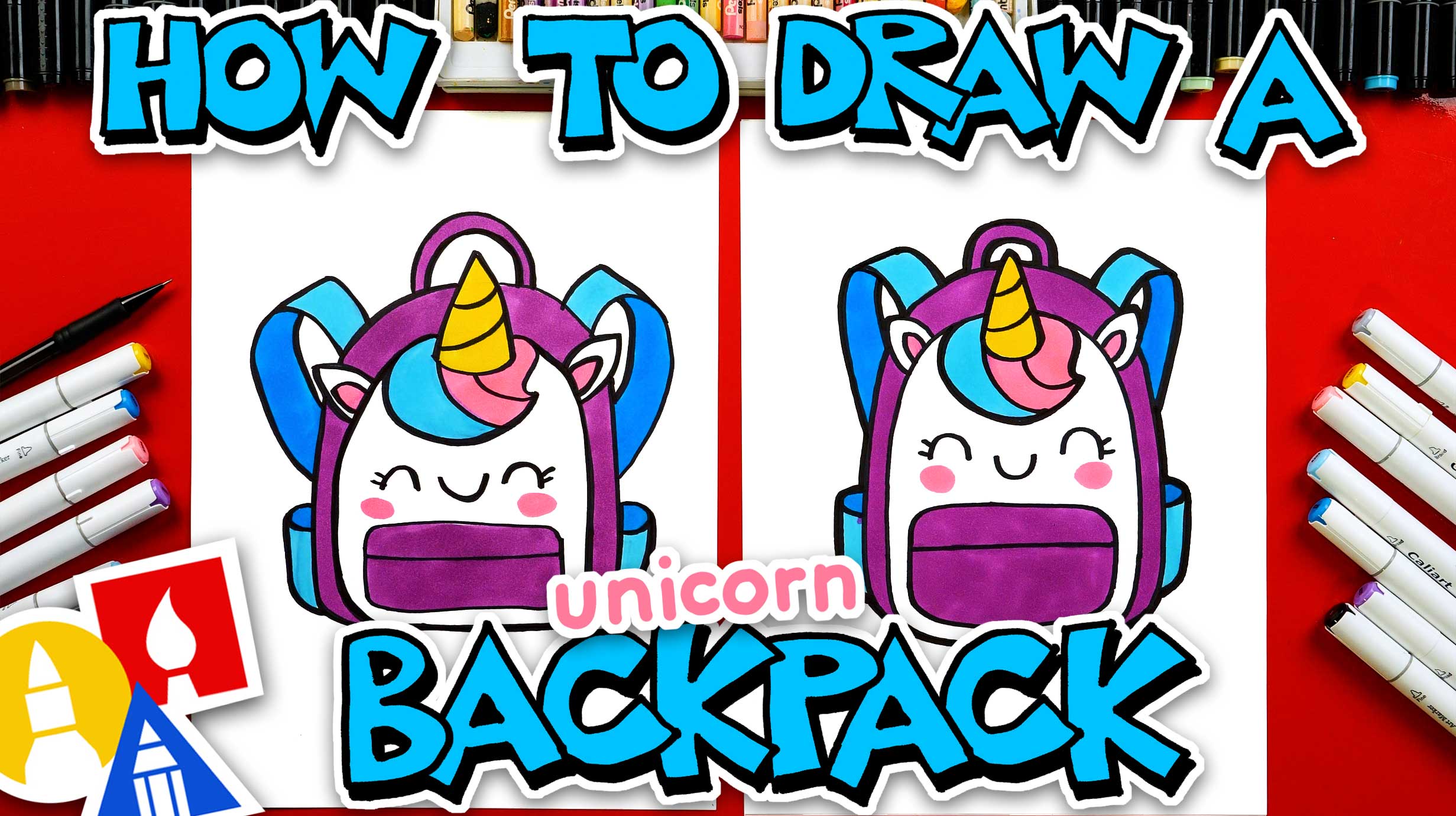 How To Draw A Cute Unicorn Backpack - Art For Kids Hub