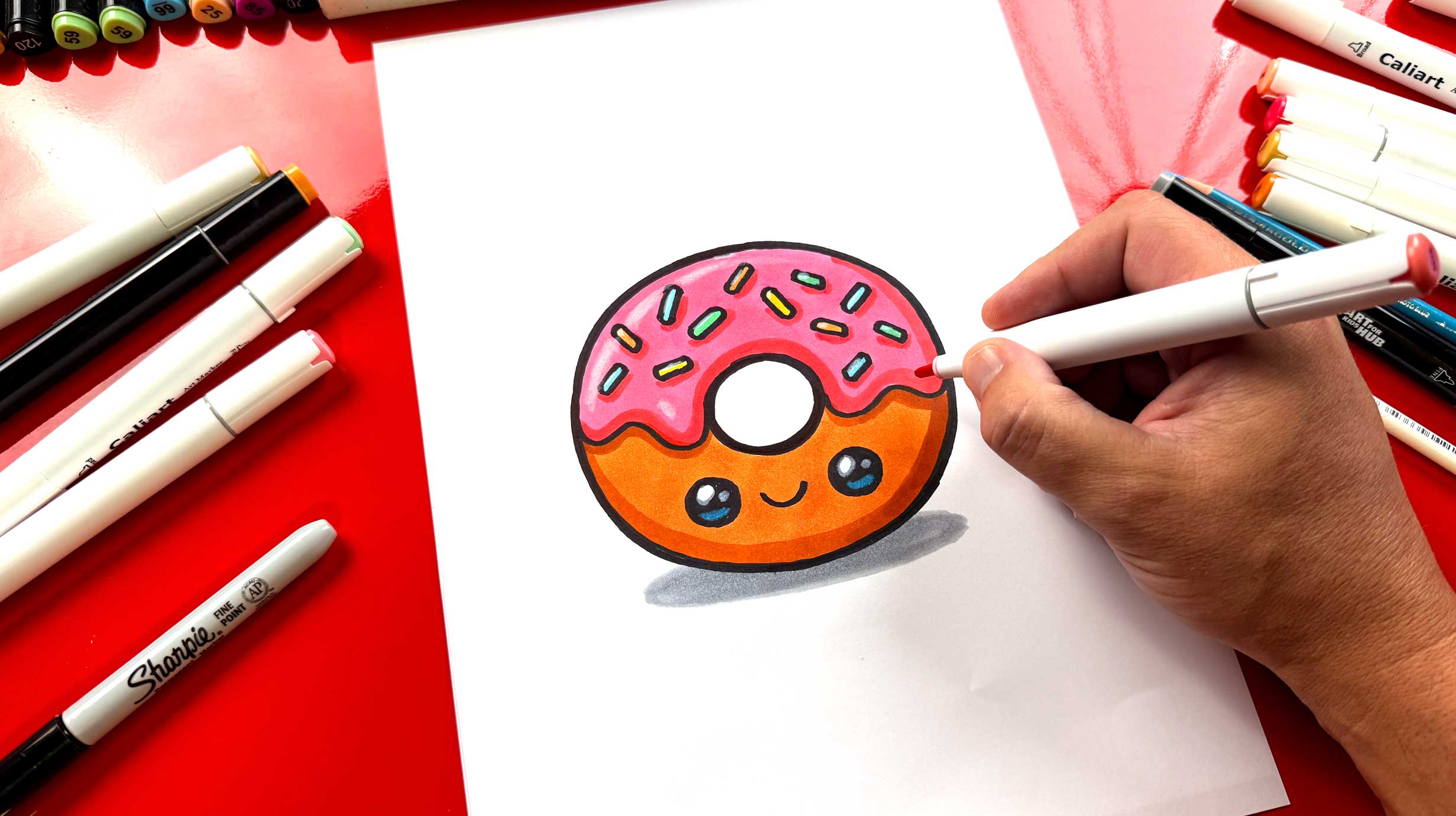 How To Draw A Funny Cake Donut With Shading - Art For Kids Hub