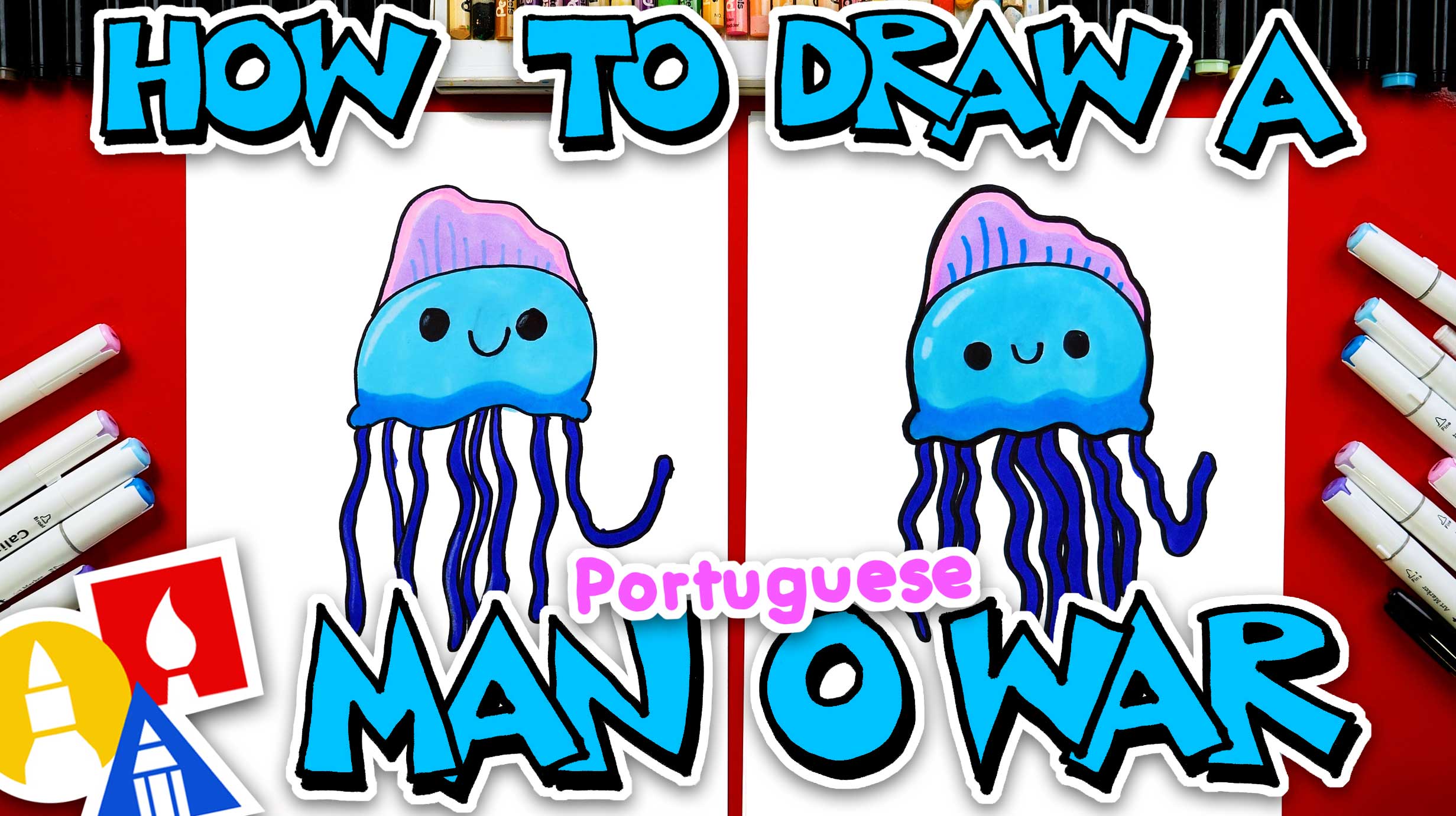 How To Draw A Portuguese man o' war - Art For Kids Hub