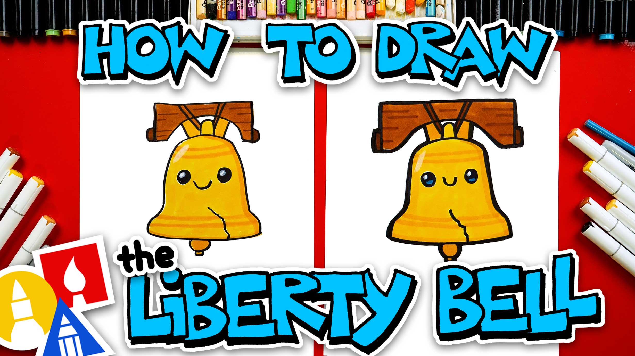 How To Draw The Liberty Bell With Cute Face - Art For Kids Hub