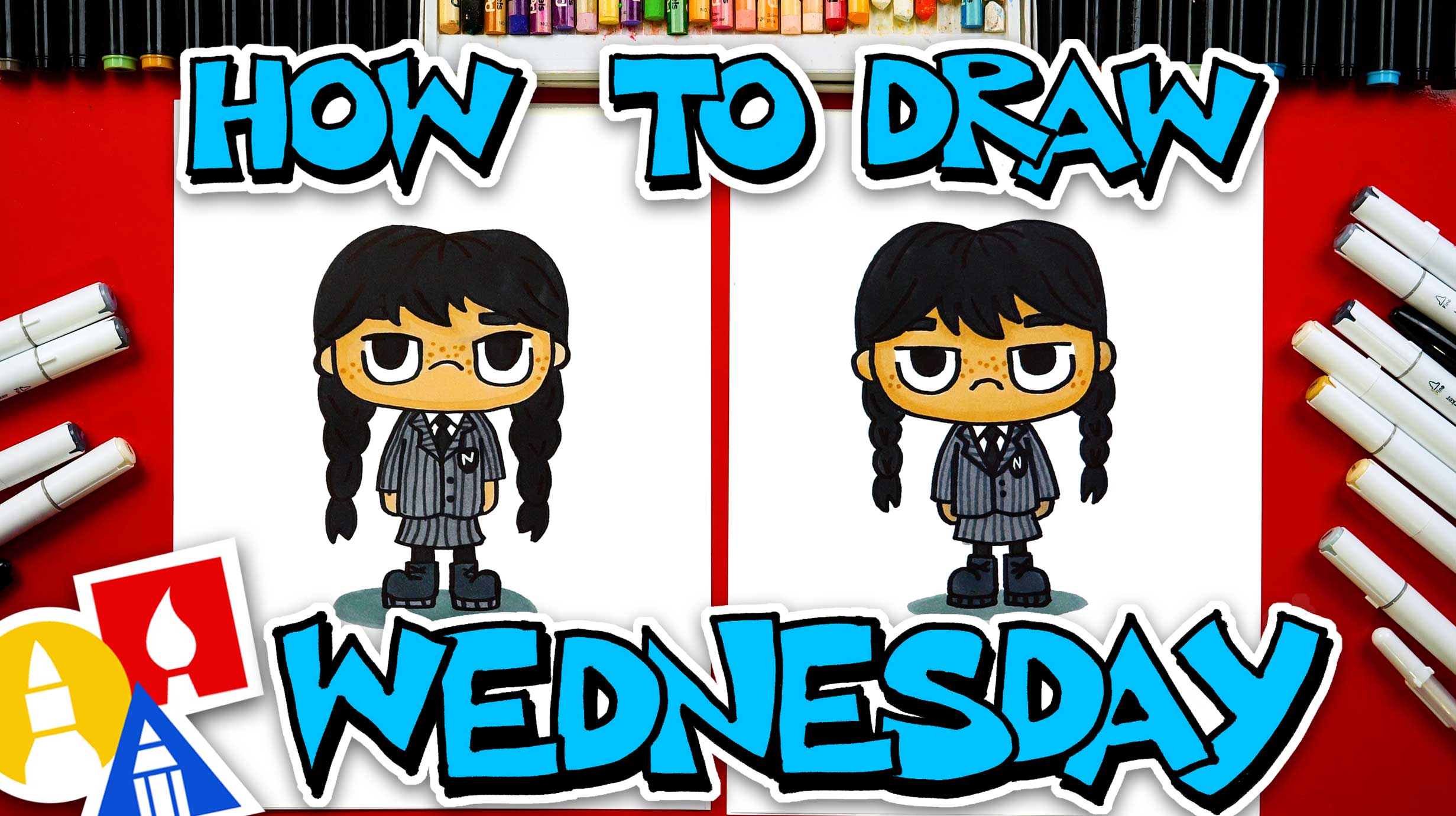 How To Draw Wednesday Addams - Art For Kids Hub