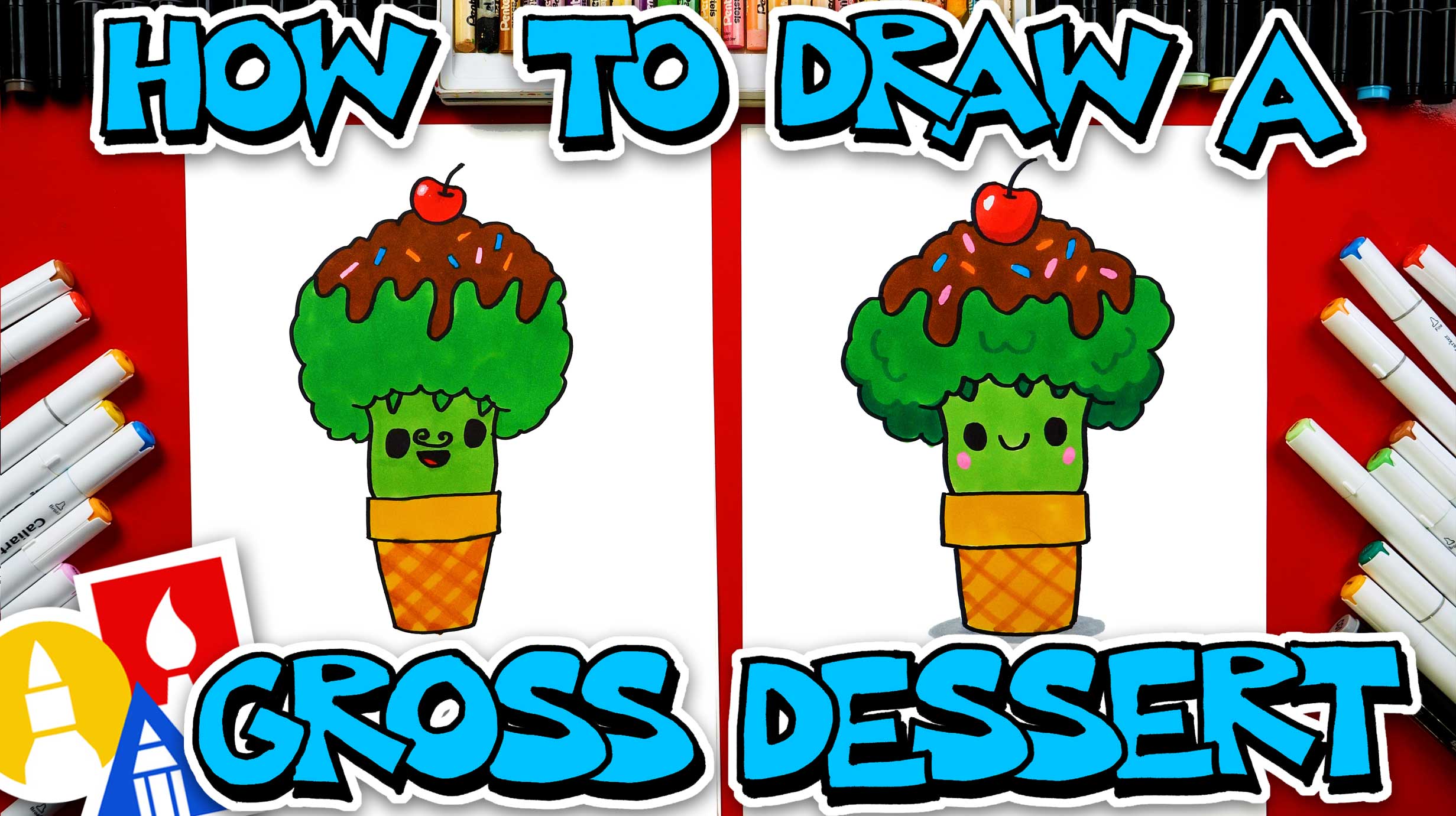 How To Draw A Gross Dessert - Broccoli Ice Cream - Art For Kids Hub