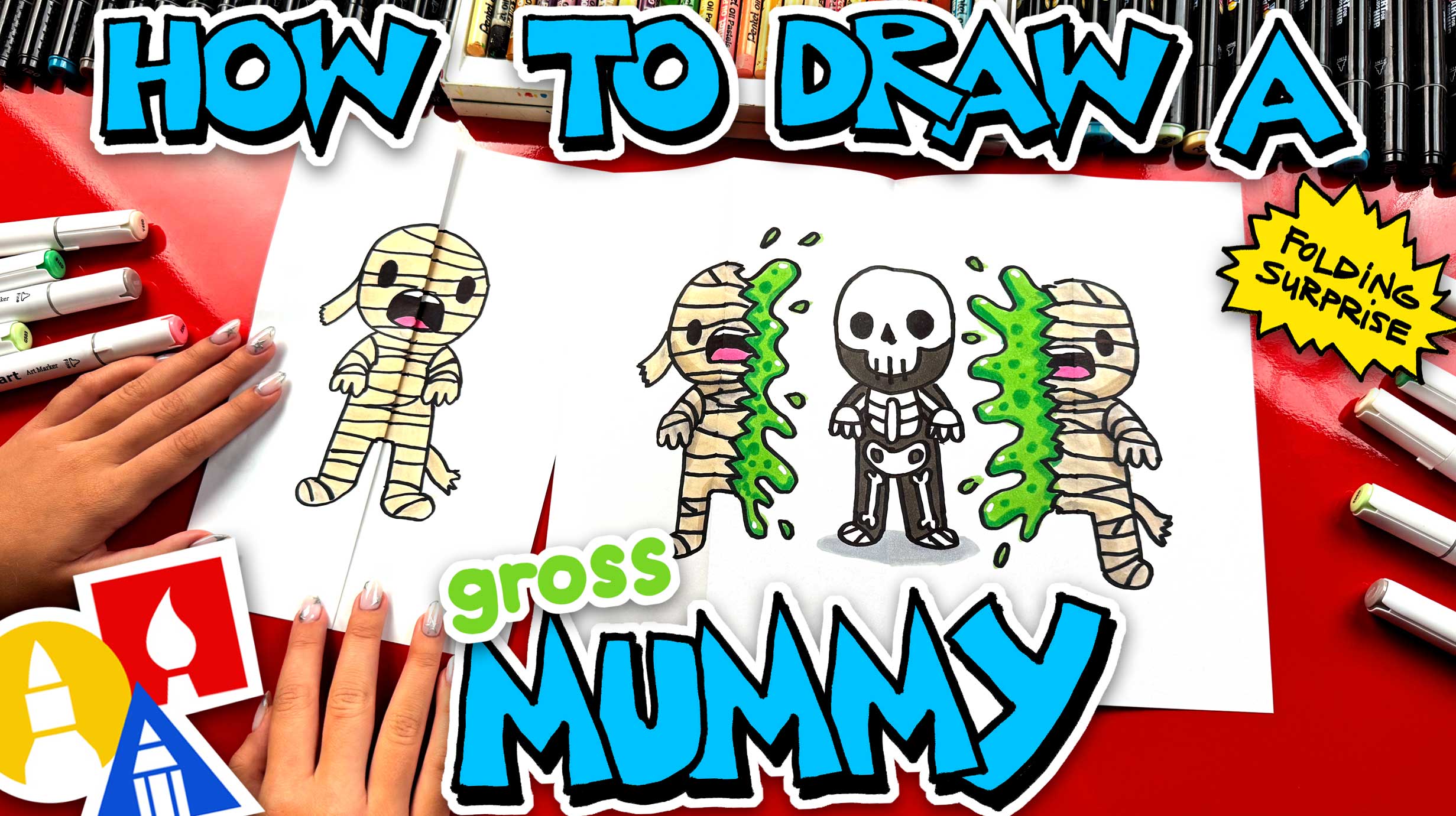 How To Draw A Gross Mummy Folding Surprise - Art For Kids Hub