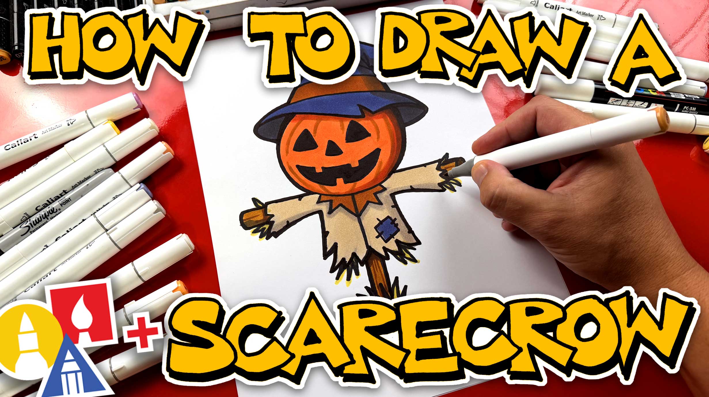 How To Draw A Scarecrow With A Pumpkin Head - Art For Kids Hub — Free ...